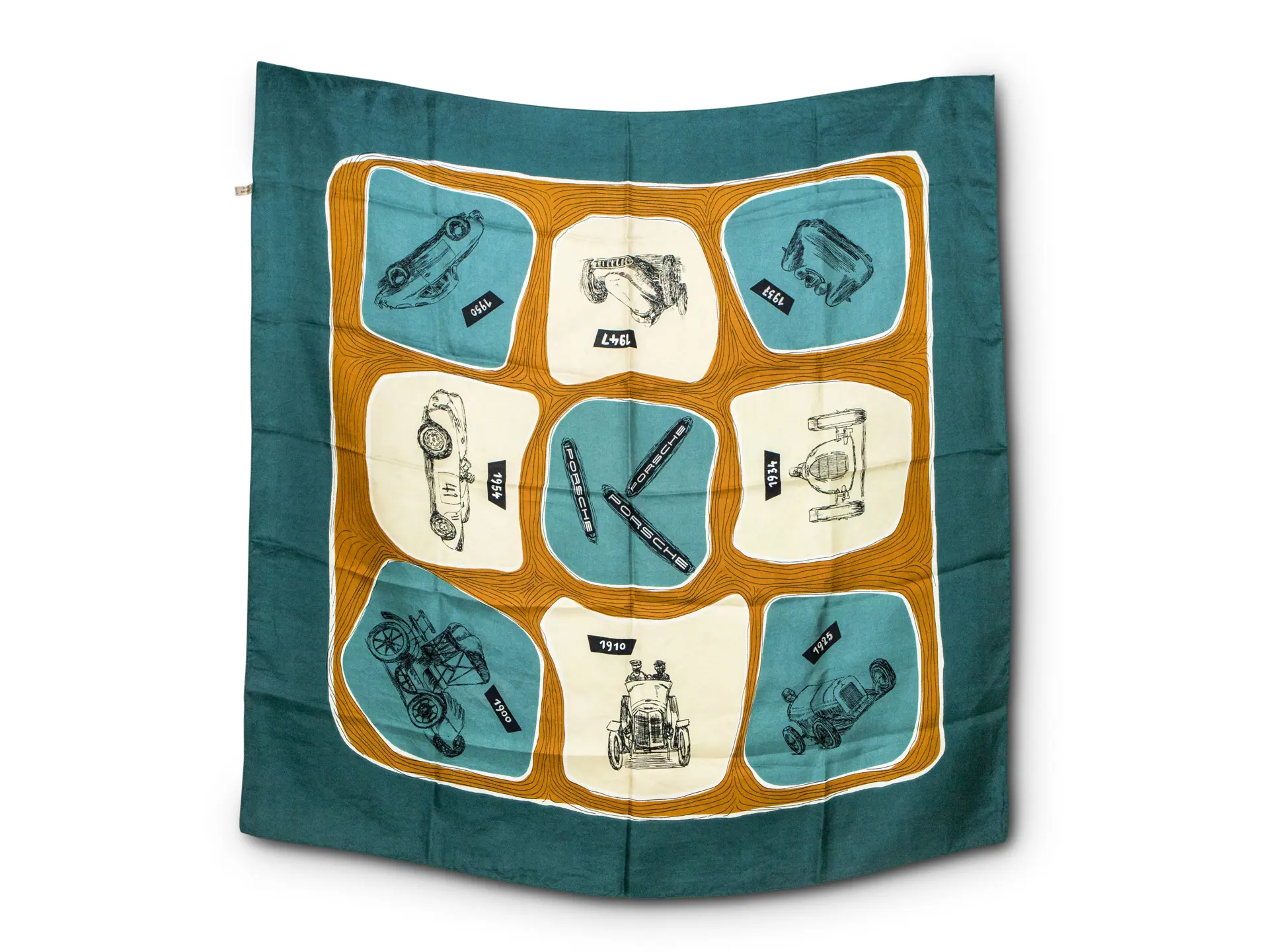 Porsche Teal Silk Scarf, Factory Gift, 1955 | A Lifetime of Porsche ...