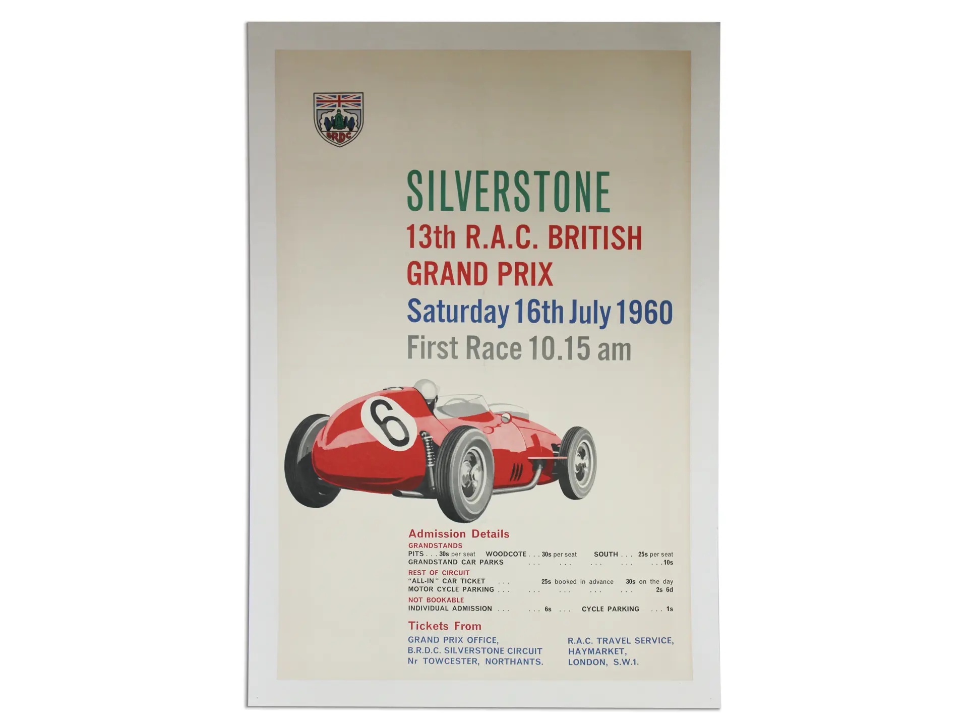 "Silverstone 13th R.A.C. British Grand Prix Saturday 16th July 1960 ...
