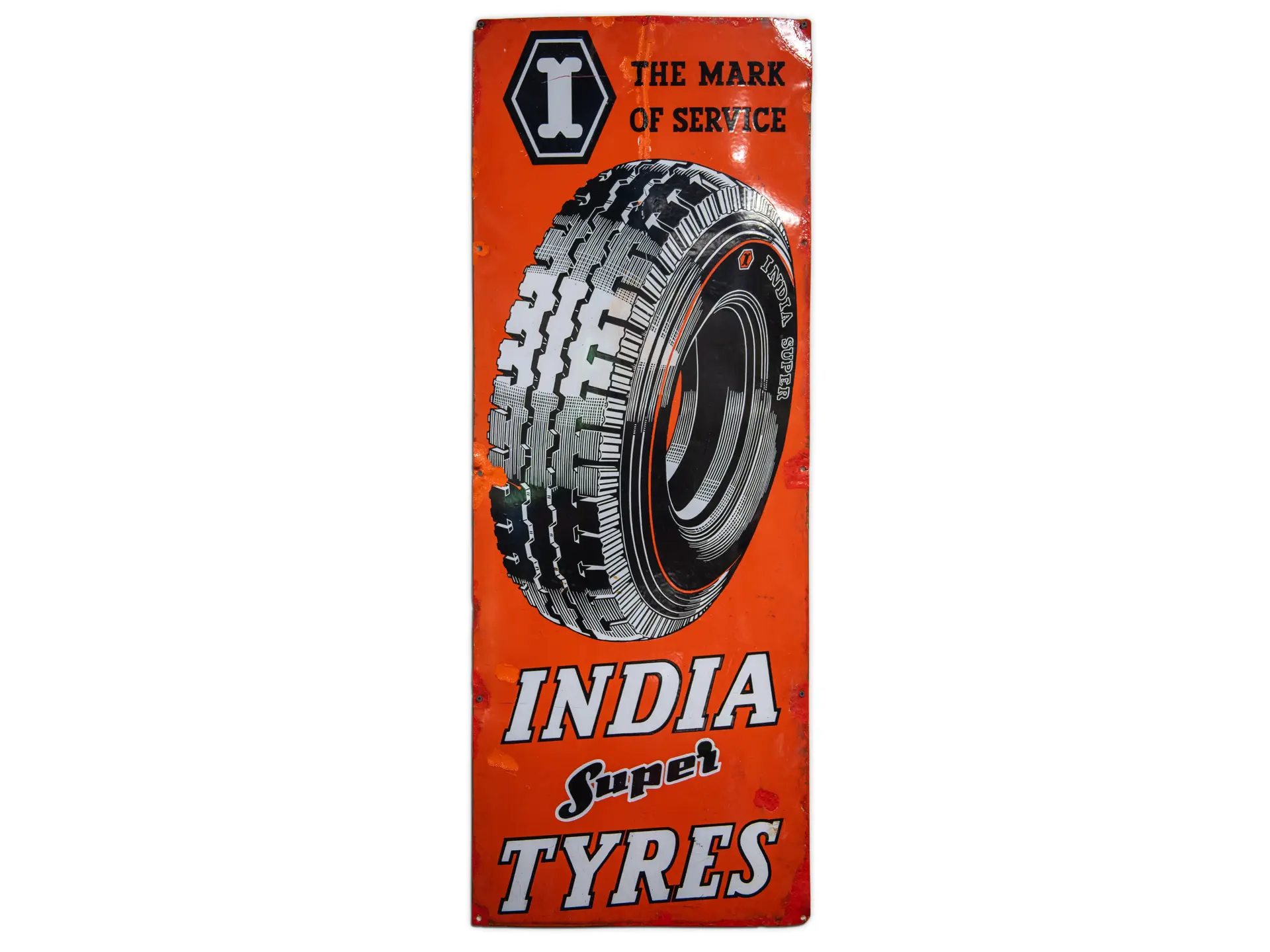 India Super Tyres Porcelain Repaired Sign | Gene Ponder Collection | RM ...
