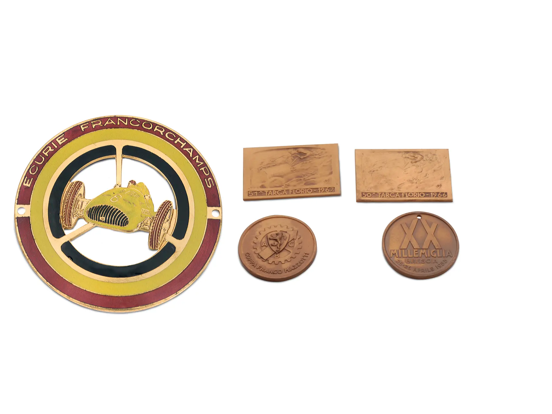 MILLE MIGLIA, TARGA FLORIO AND ECURIE FRANCORCHAMPS COMMEMORATIVE ITEMS ...