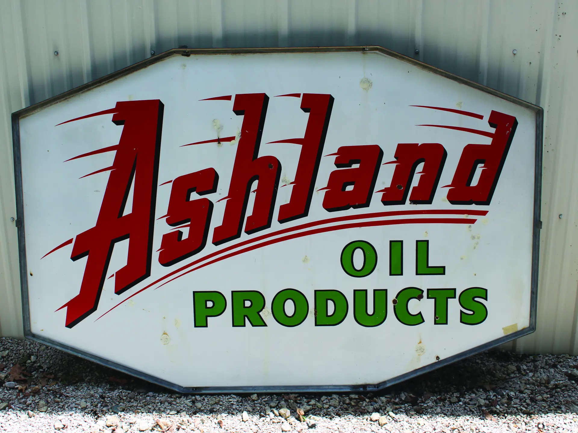 A large Ashland oil products double-sided porcelain enamel sign ...