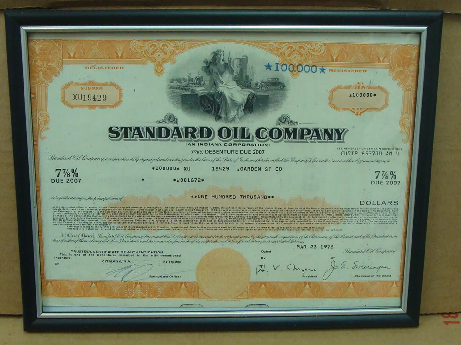 Original 1978 Standard Oil Company Stock Bond | Auburn Spring 2014 | RM ...