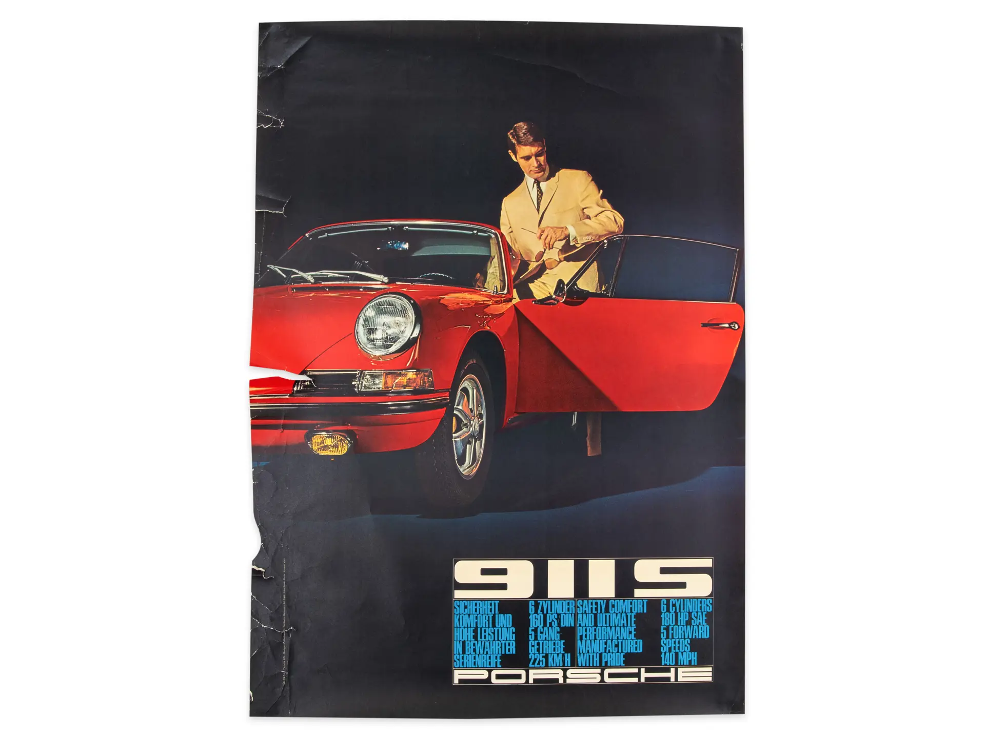 Porsche 911 S Advertising Poster, German, 1966 | The White Collection ...