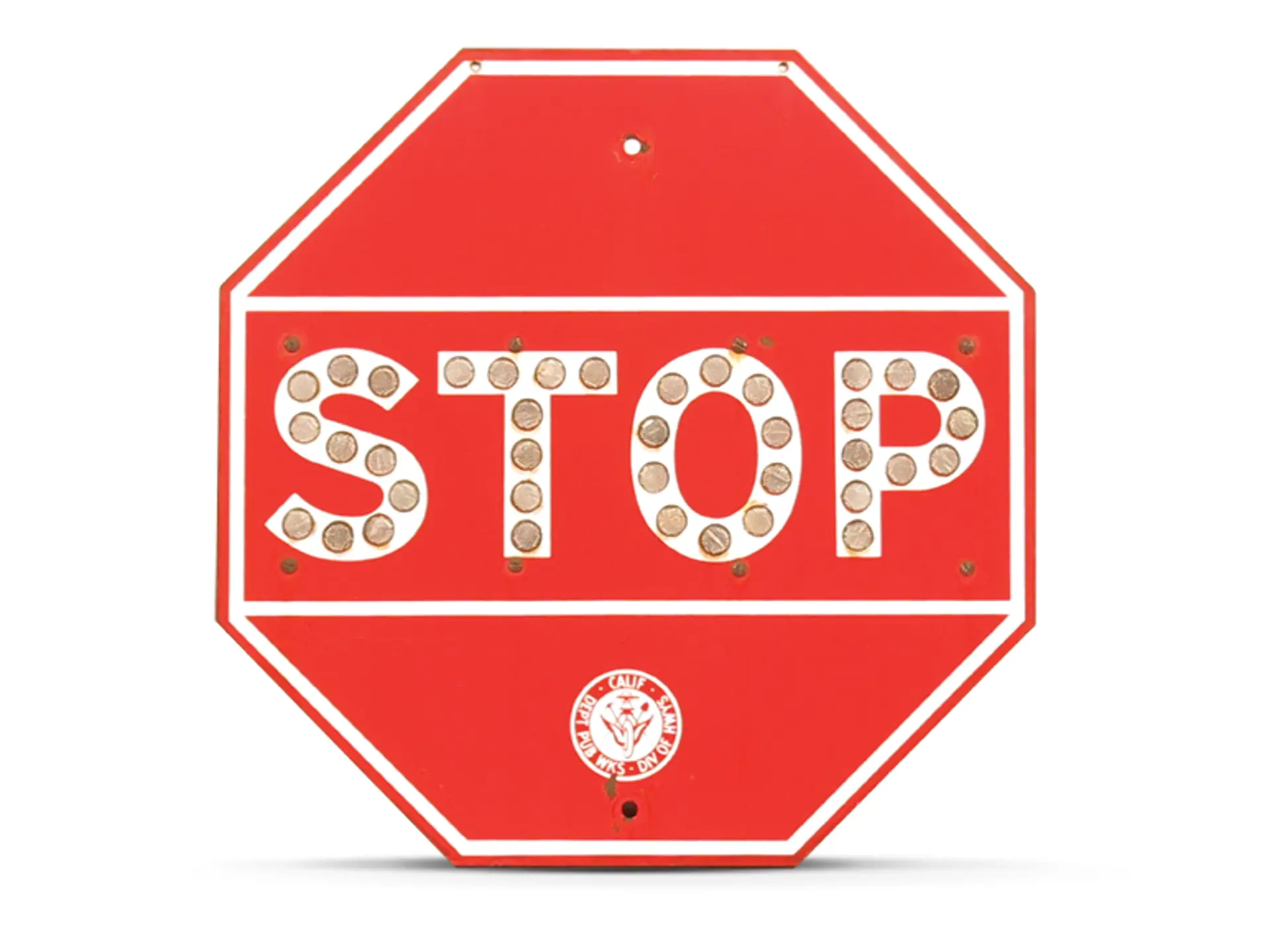 Jeweled Porcelain Stop Sign Marked California Department of Highways ...