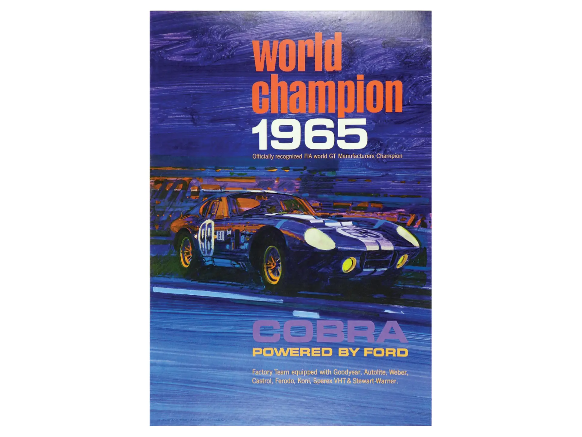 Cobra, Powered by Ford, World Champion, 1965 | Original Racing Posters ...