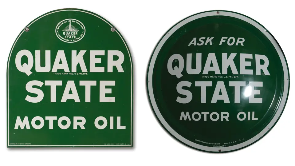 Two Quaker State Signs | The Dingman Collection 2012 | RM Sotheby's