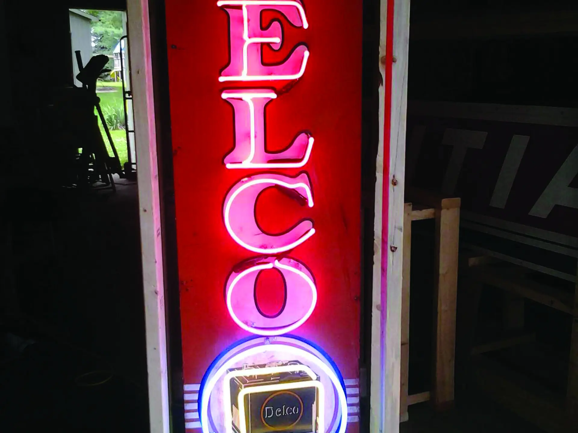 A Delco, tin painted, neon sign, original sign, 17in x 70in. | Fort ...