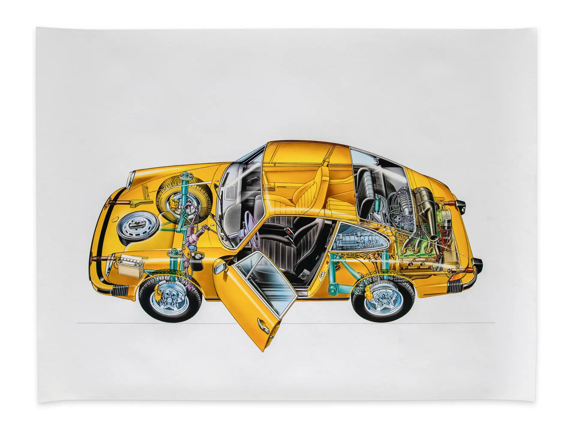 Porsche 911 Techical Schematic Poster | The White Collection | Online ...