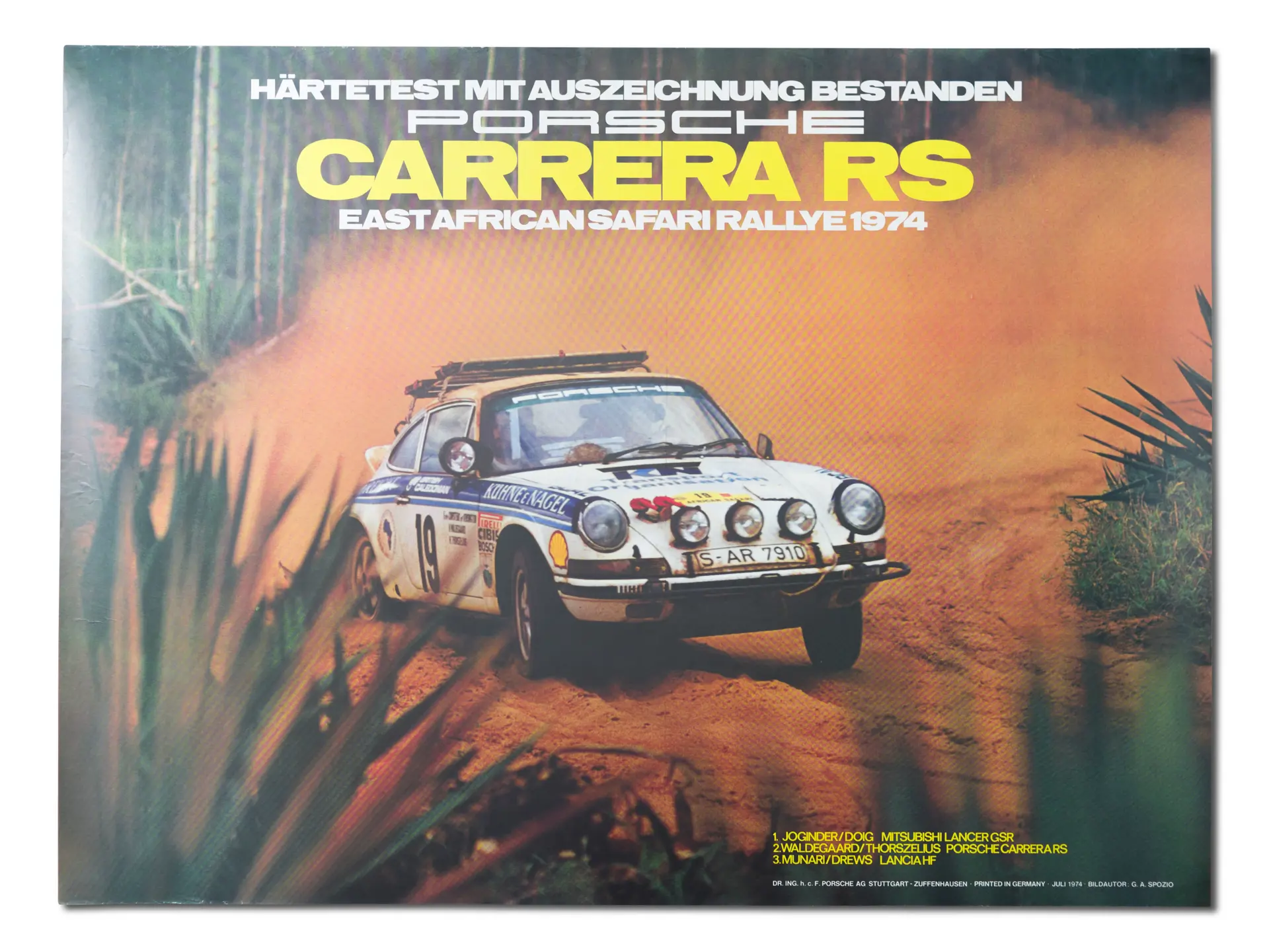 Porsche Carrera RS East African Safari Rallye 1974 Poster, German | The ...