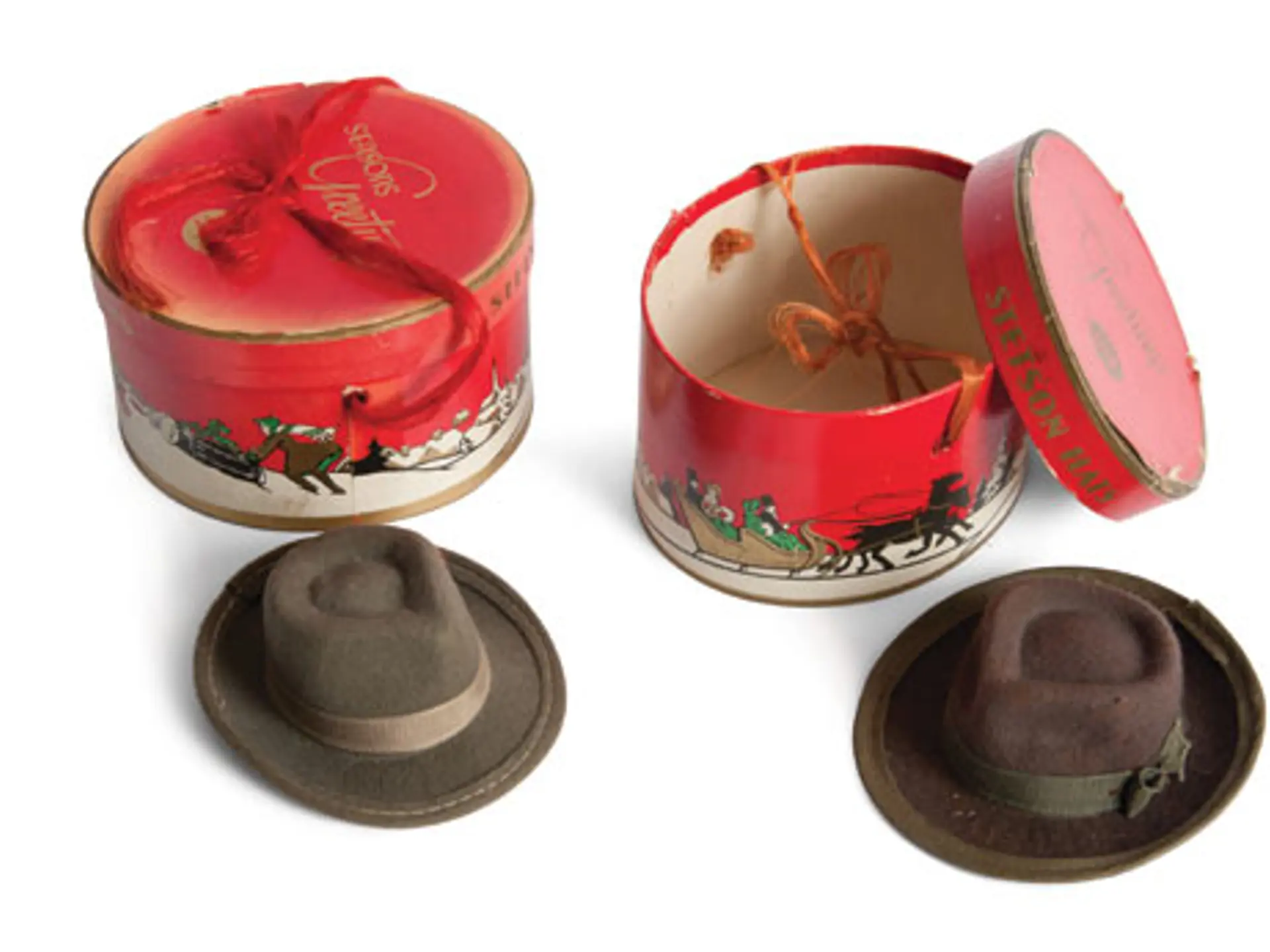 Two "Stetson Hats" Salesmen's Sample Gift Boxes with Miniature Hats (4 ...