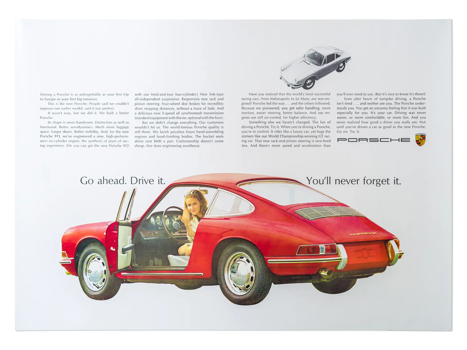 "Go Ahead. Drive It." Porsche Advertising Poster, 1965 | The White ...