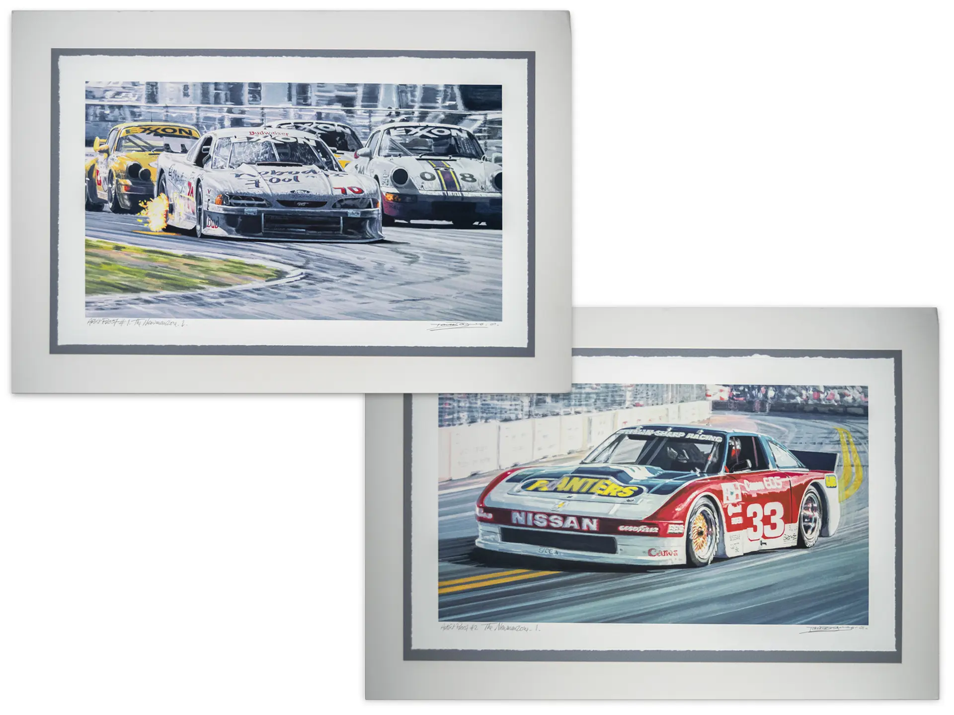 Two Matted Artist's Proof Prints Featuring Paul Newman's Race Cars ...