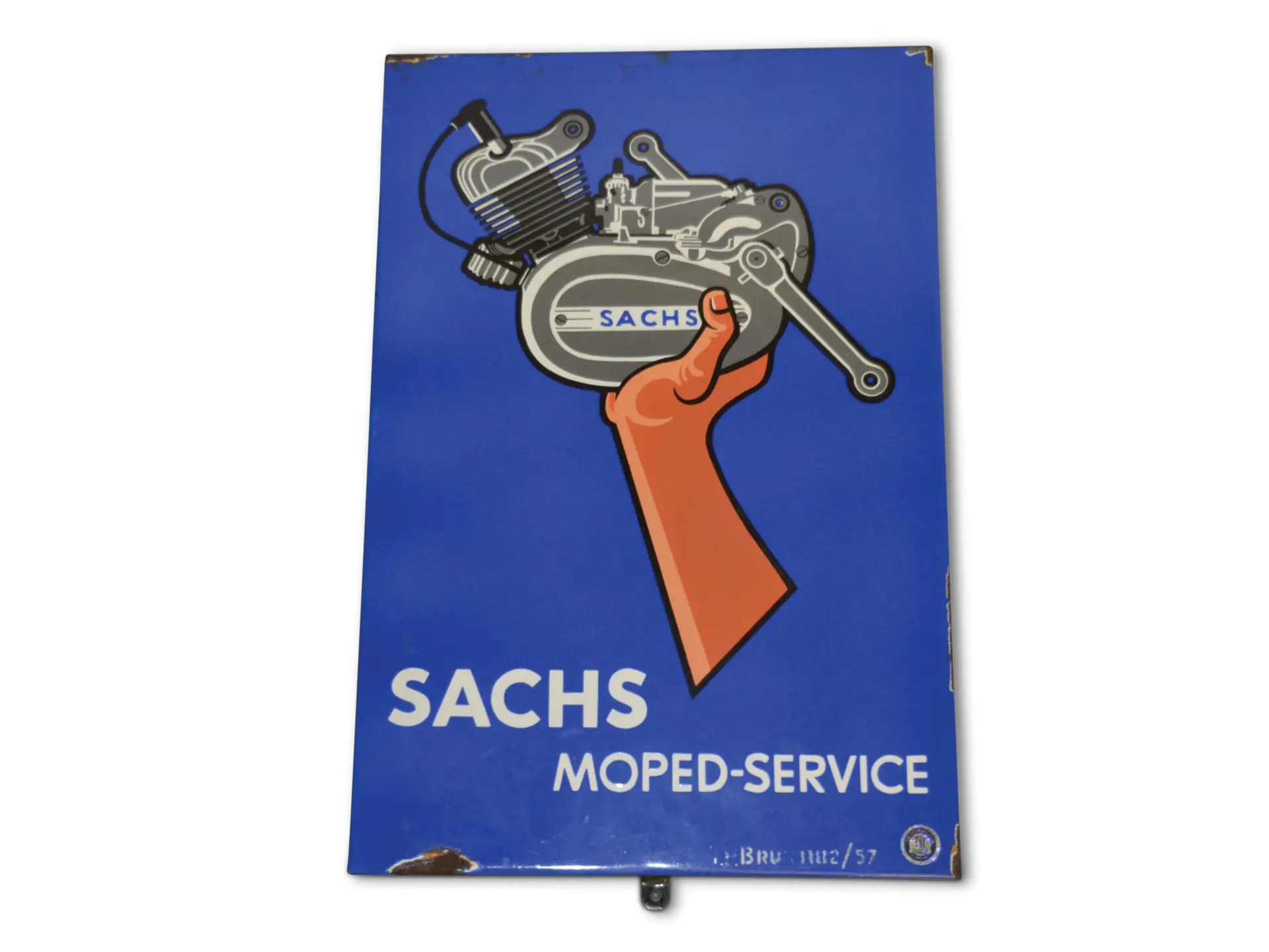 "Sachs Moped-Service" with Hand Holding Engine Graphic Porcelain Sign ...