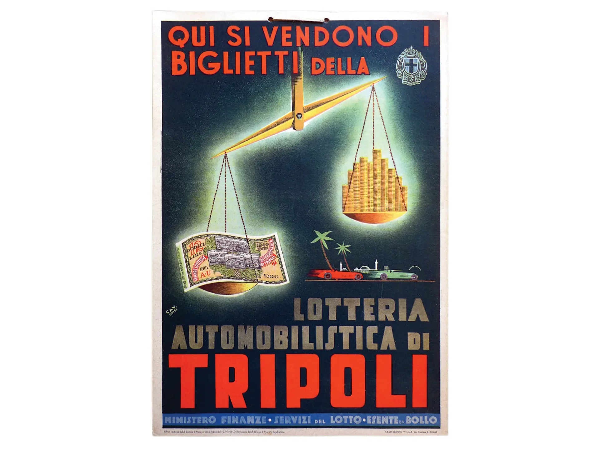 Lotteria Automobilistica di Tripoli, 1940 | Original Racing Posters, 1925-1972 2020 | RM Sotheby's