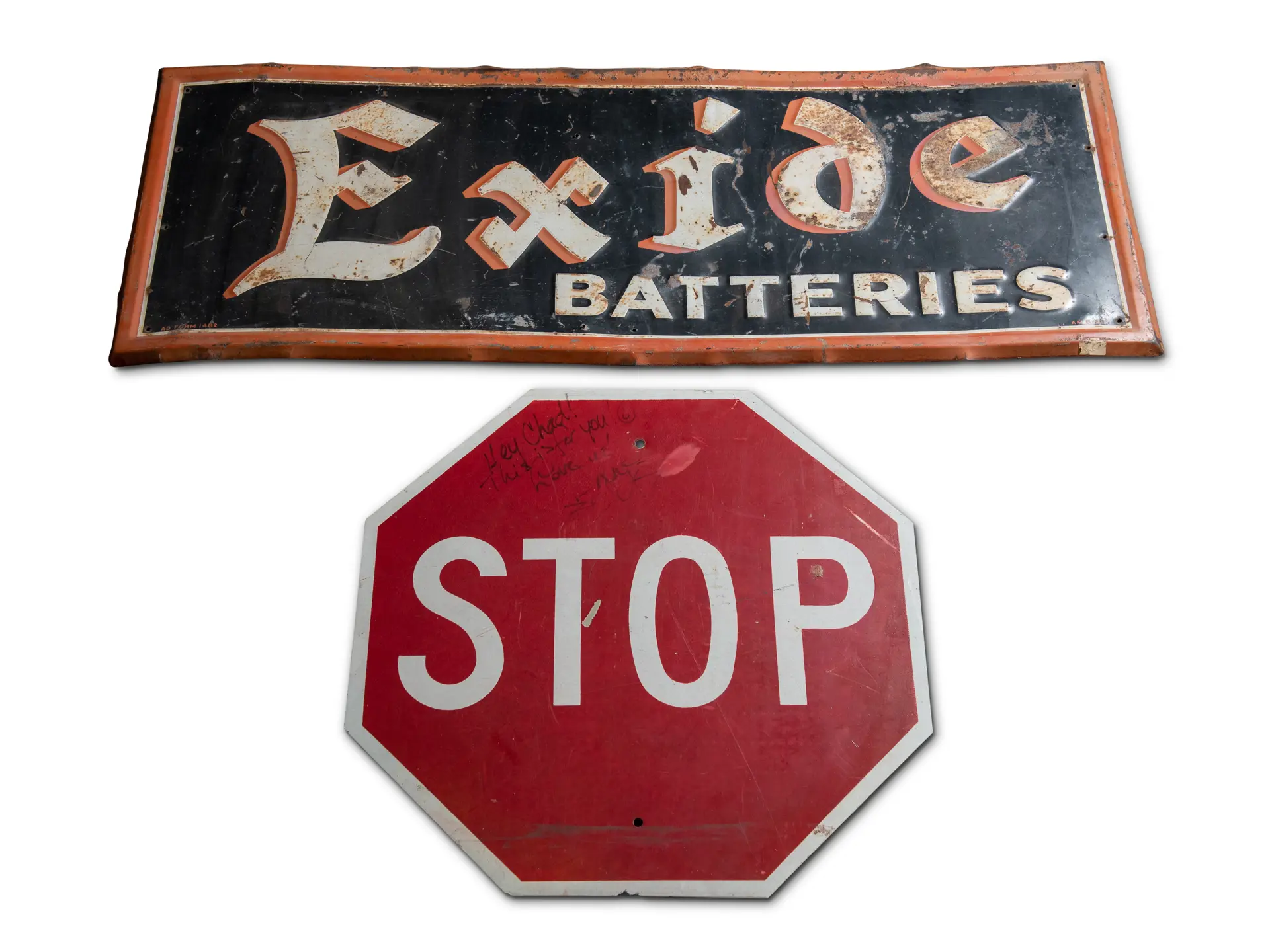 Exide Batteries Painted Tin Sign and Stop Sign | Open Roads, Fall | RM ...