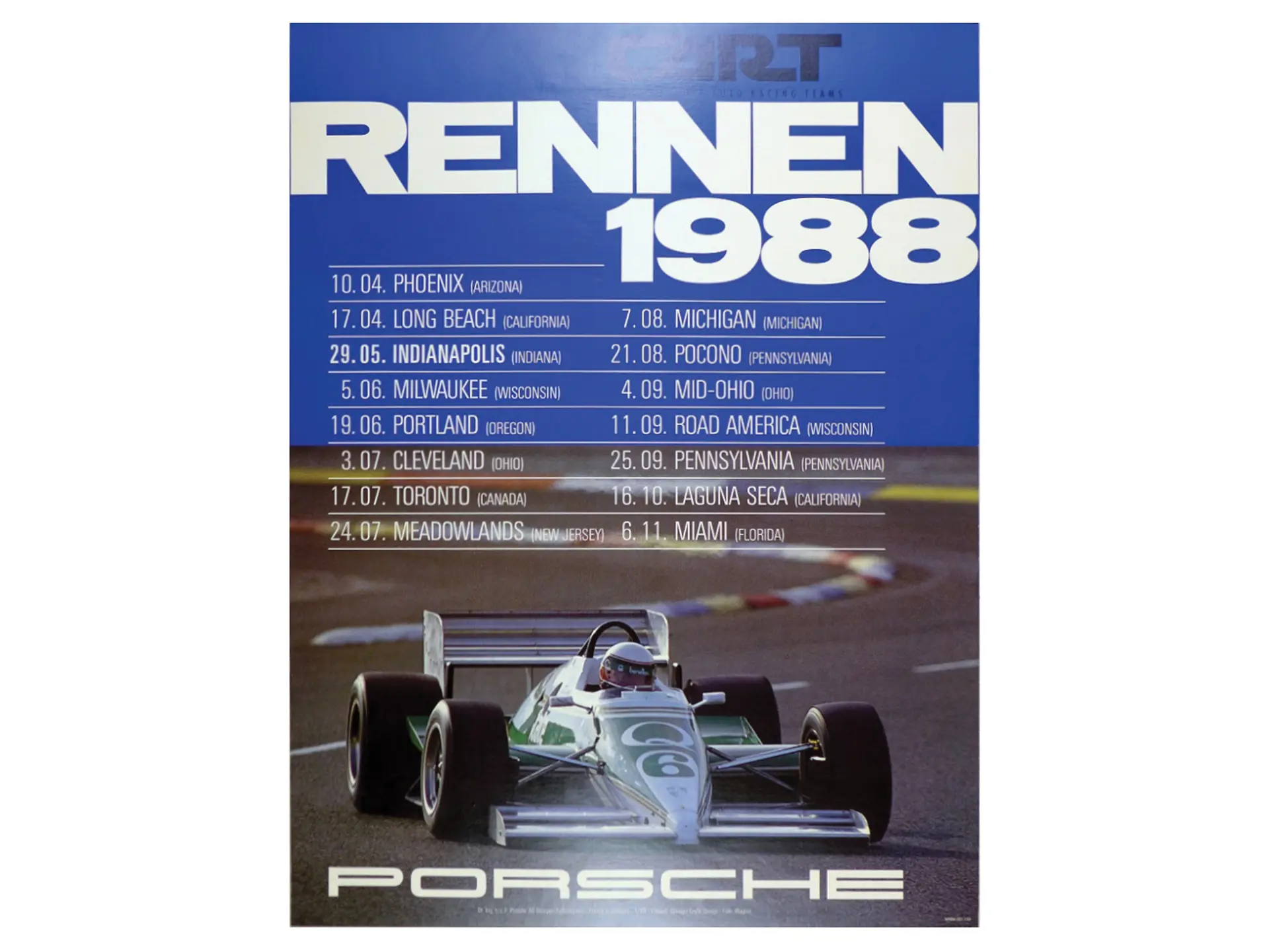 Porsche Quaker State CART Races, 1988 | Classic & Rare Porsche Posters ...