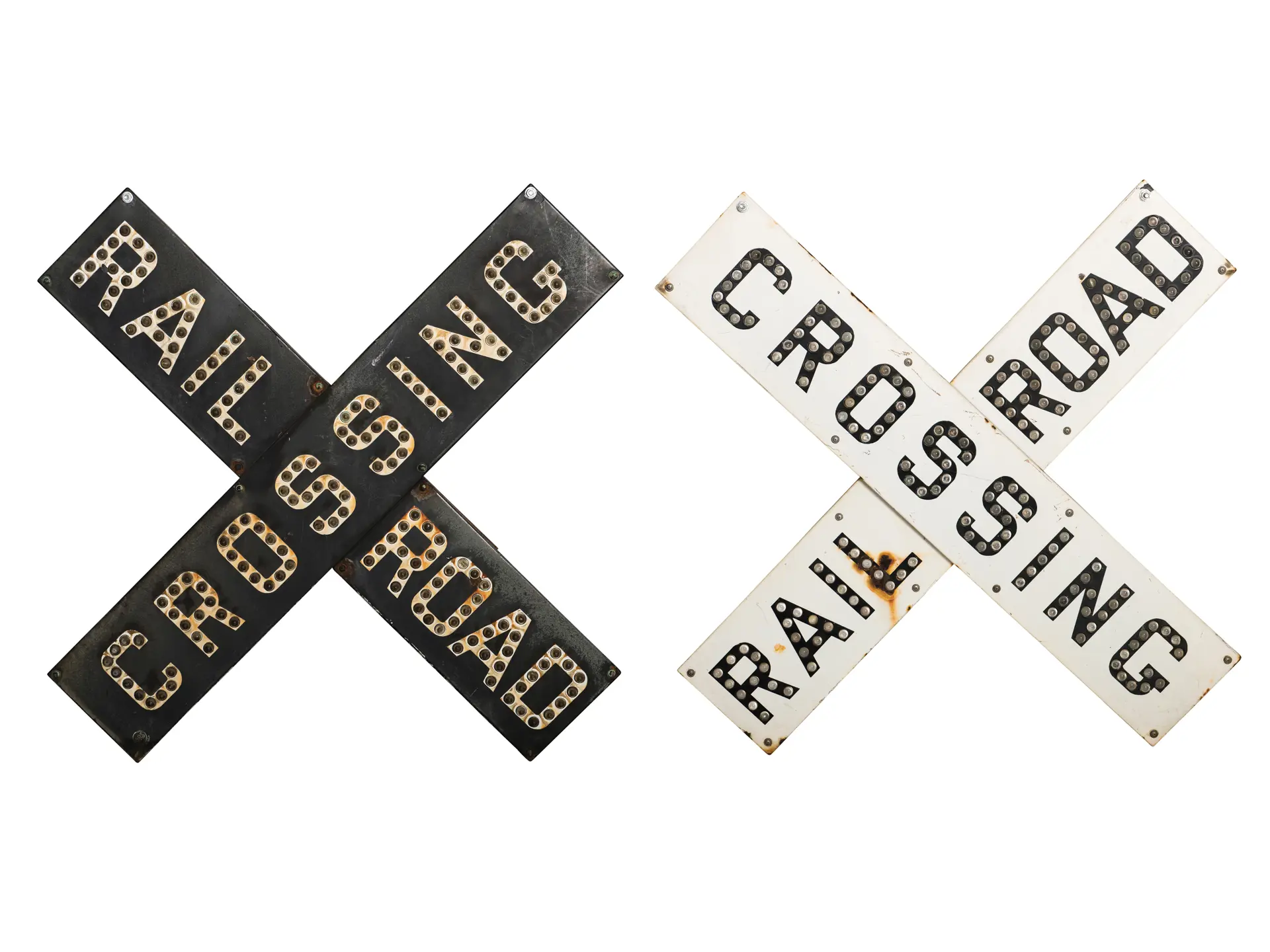 Railroad X-ing Reflective Glass Wood Signs | The Dingman Collection ...