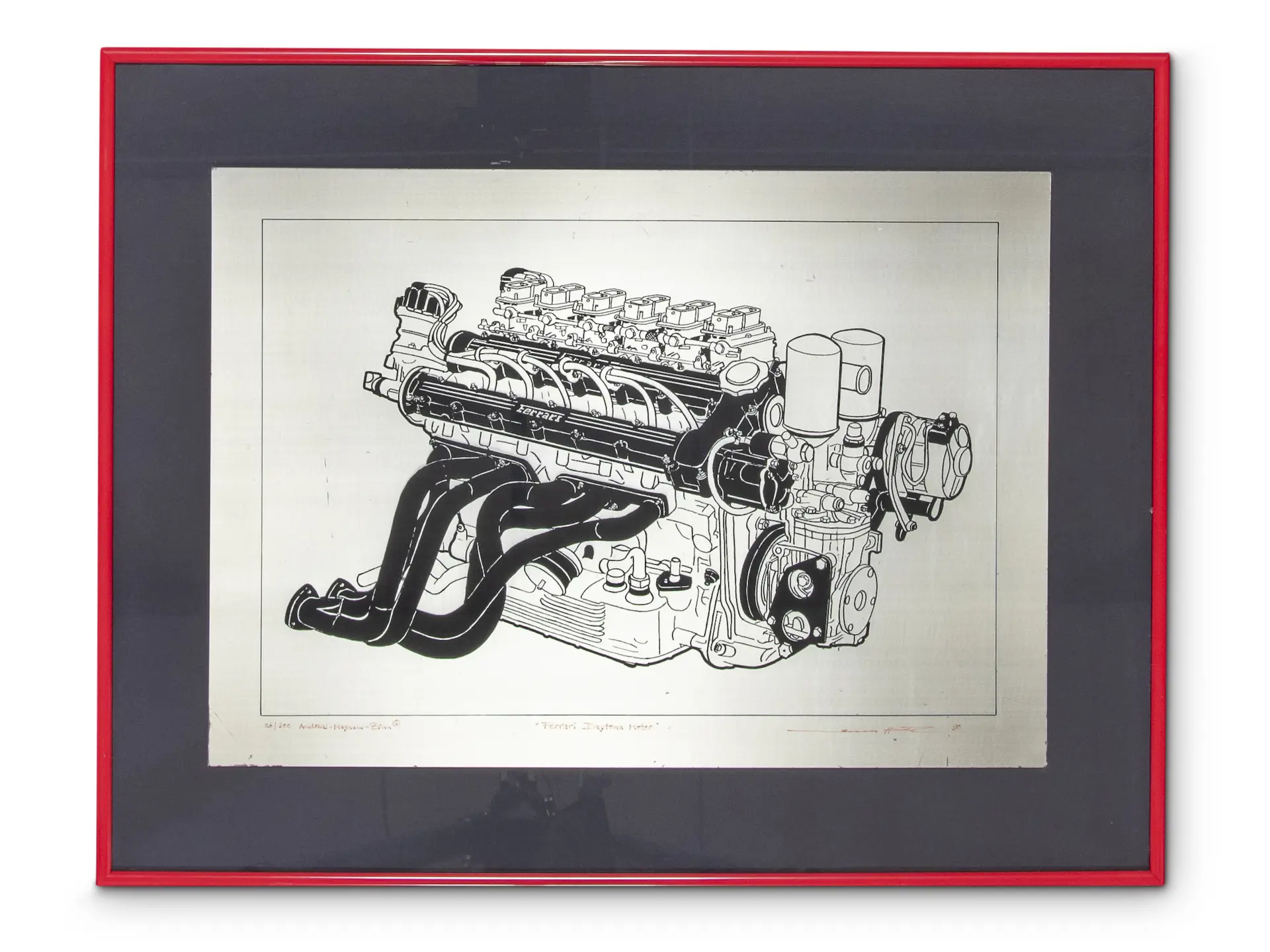 'Ferrari Daytona Motor' Pewter Graphic Etching by Andreas Hentrich ...