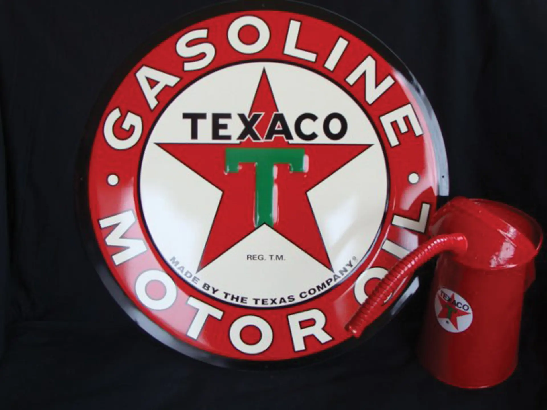 Nice Embossed Texaco Sign and Texaco Service Can (sign is 23 inches ...