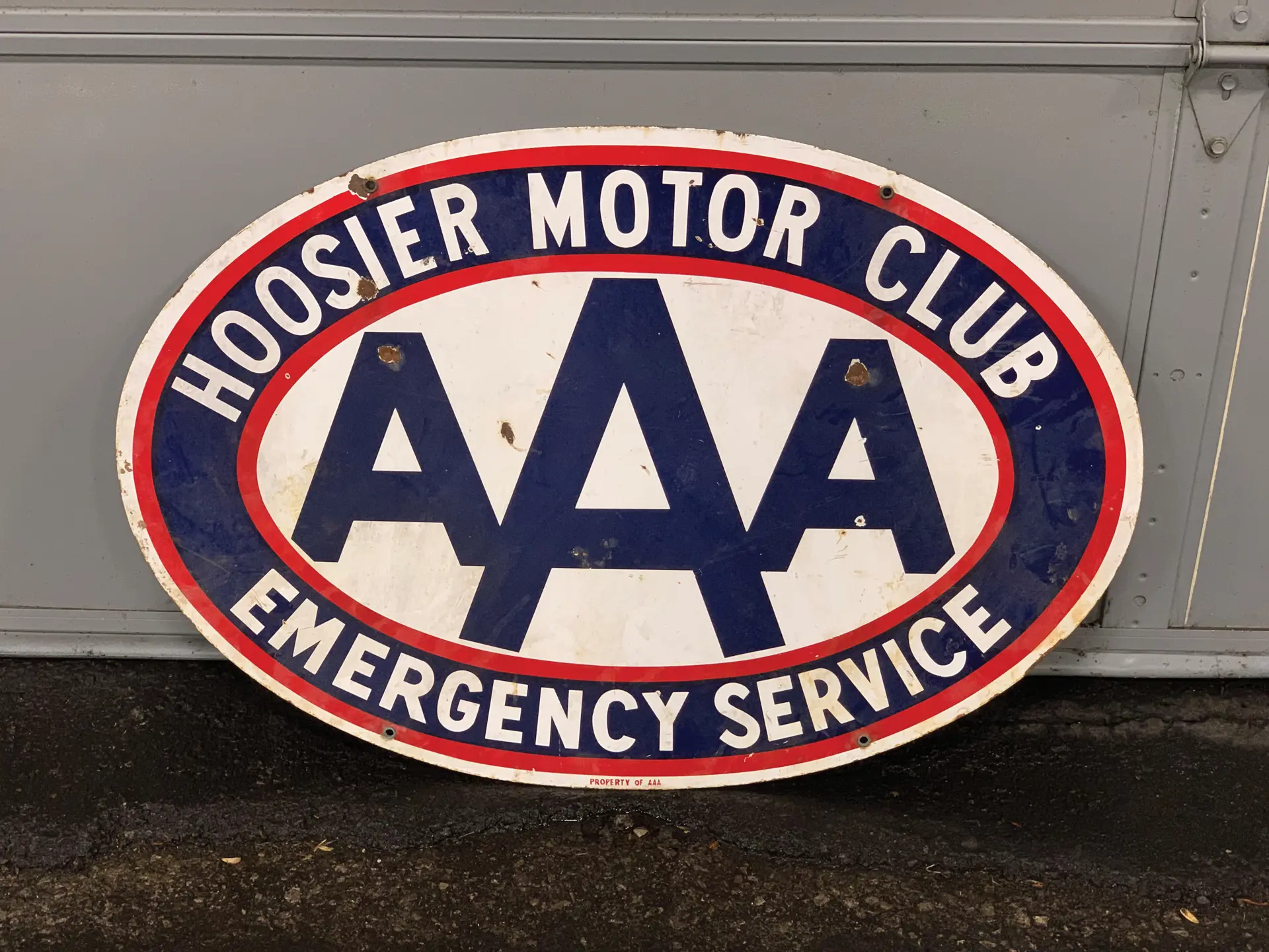 Hooiser AAA Motor Club Emergency Service Porcelain Doubled Sided Metal Sign | Auburn Fall 2019 ...