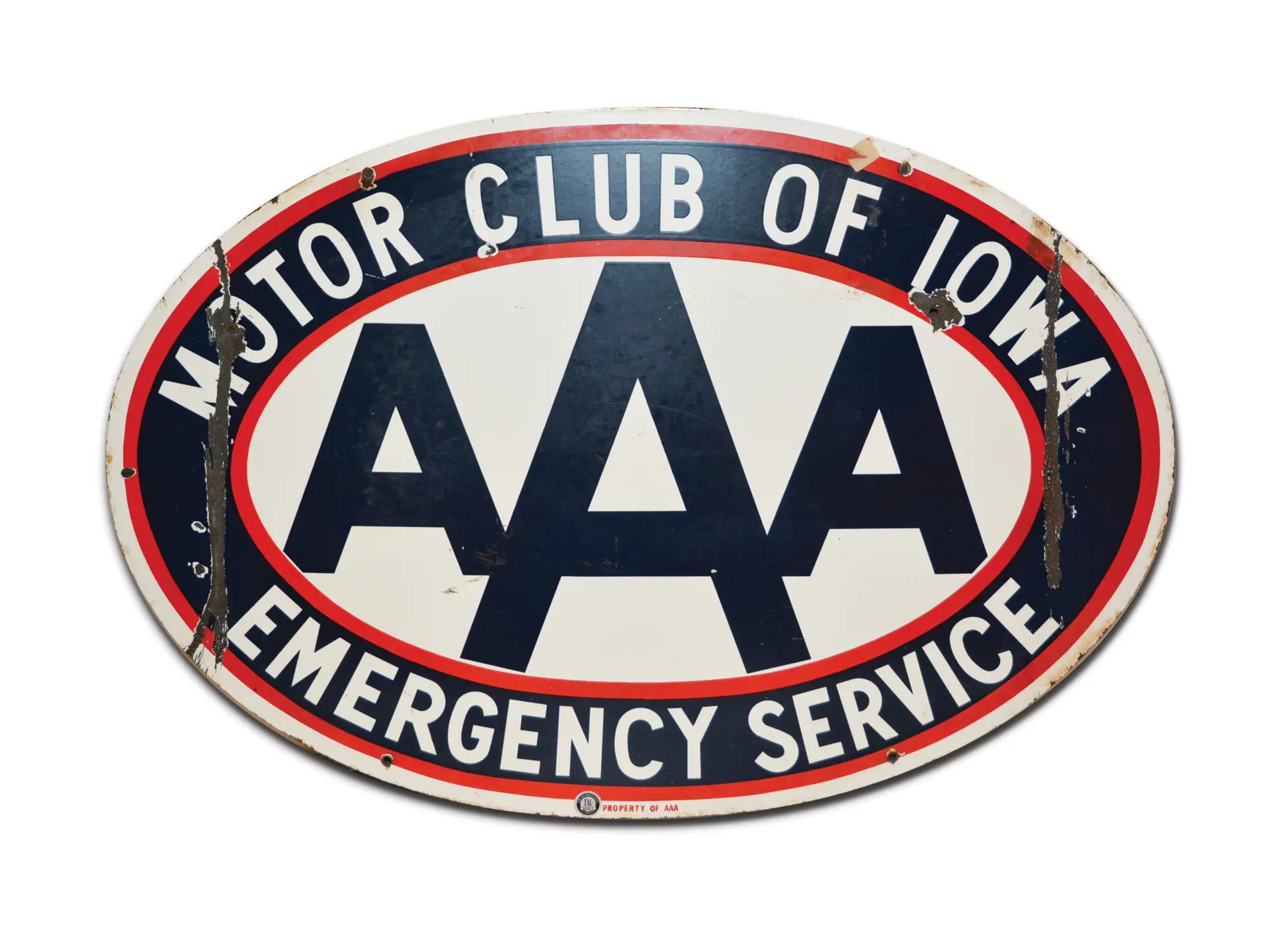 AAA Motor Club of Iowa Emergency Service Double-Sided Porcelain Sign ...