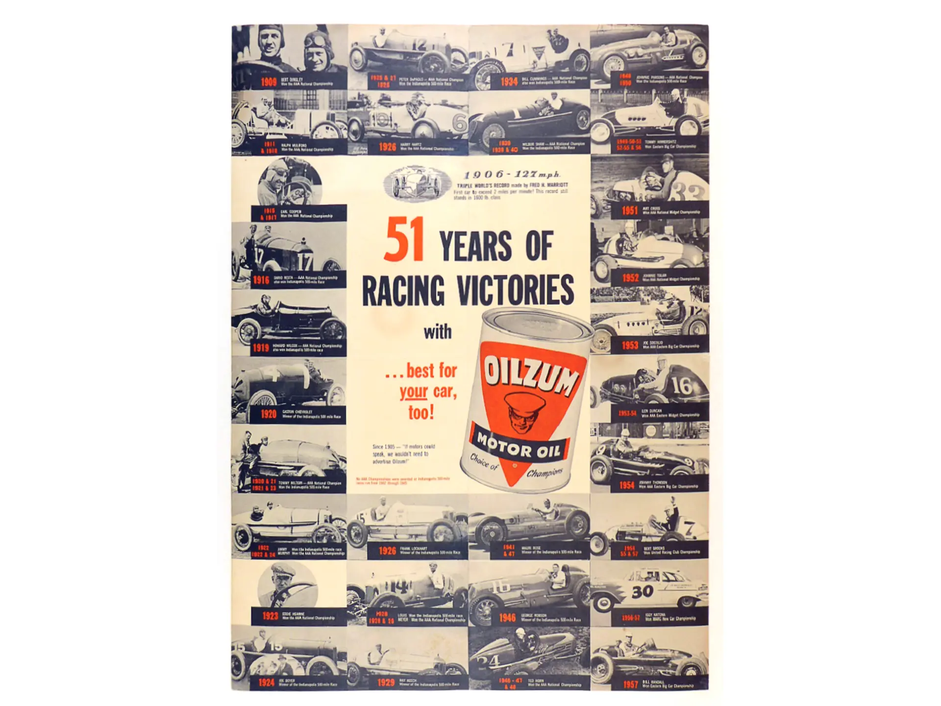 Oilzum, 51 Years of Racing Victories, 1957 | Original Racing Posters ...