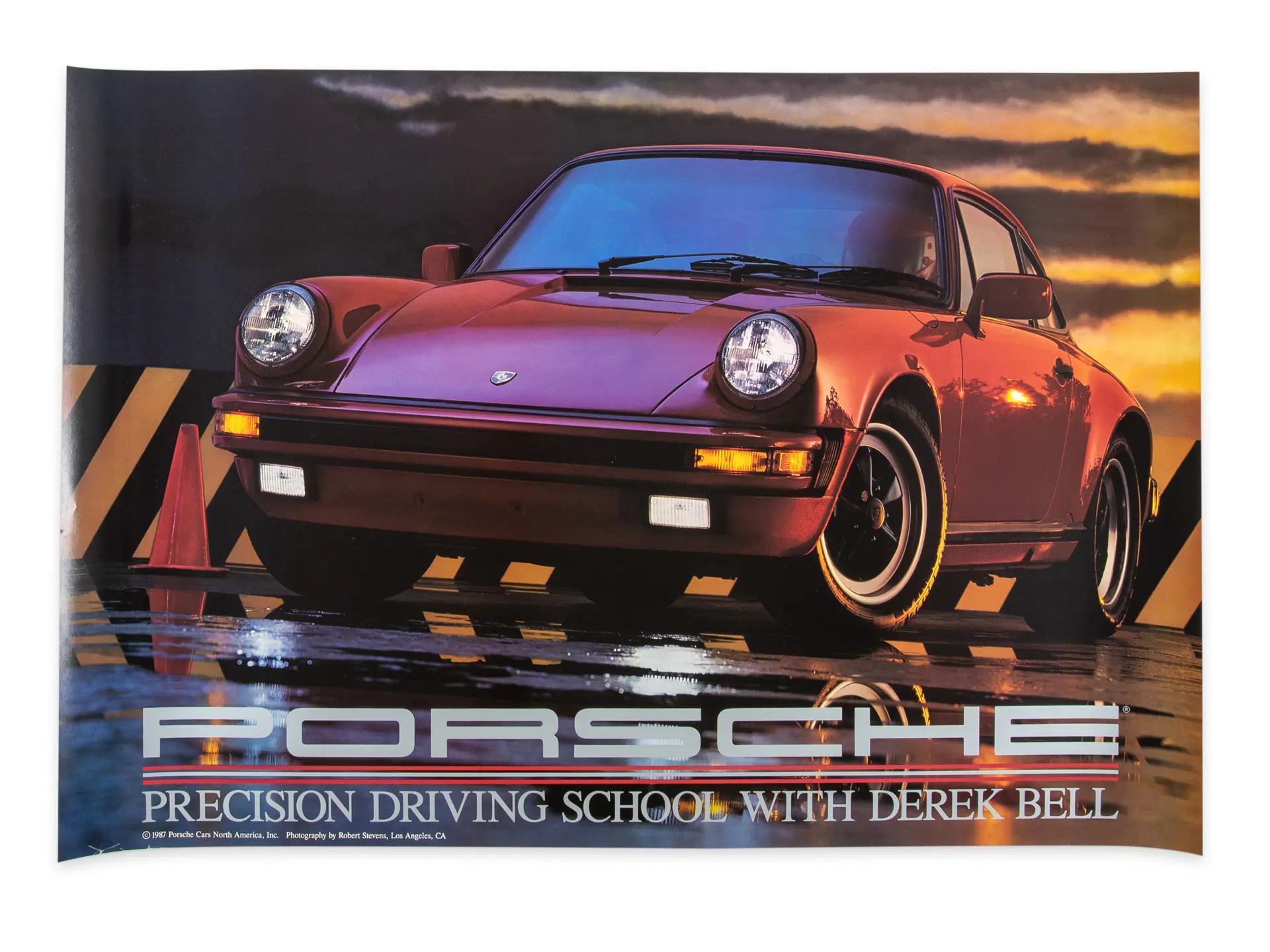 "Porsche Precision Driving School with Derek Bell" Advertising Poster ...