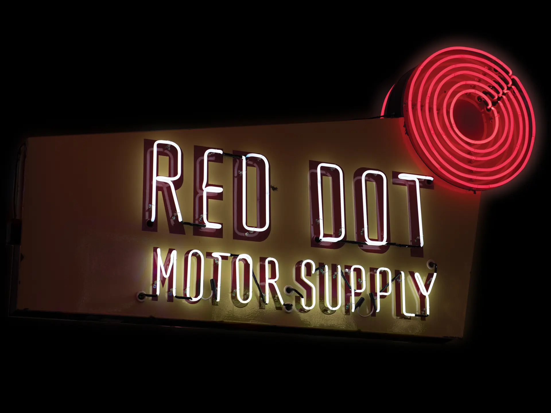 Red Dot Motor Supply Double Sided Flashing Neon Sign The Dingman
