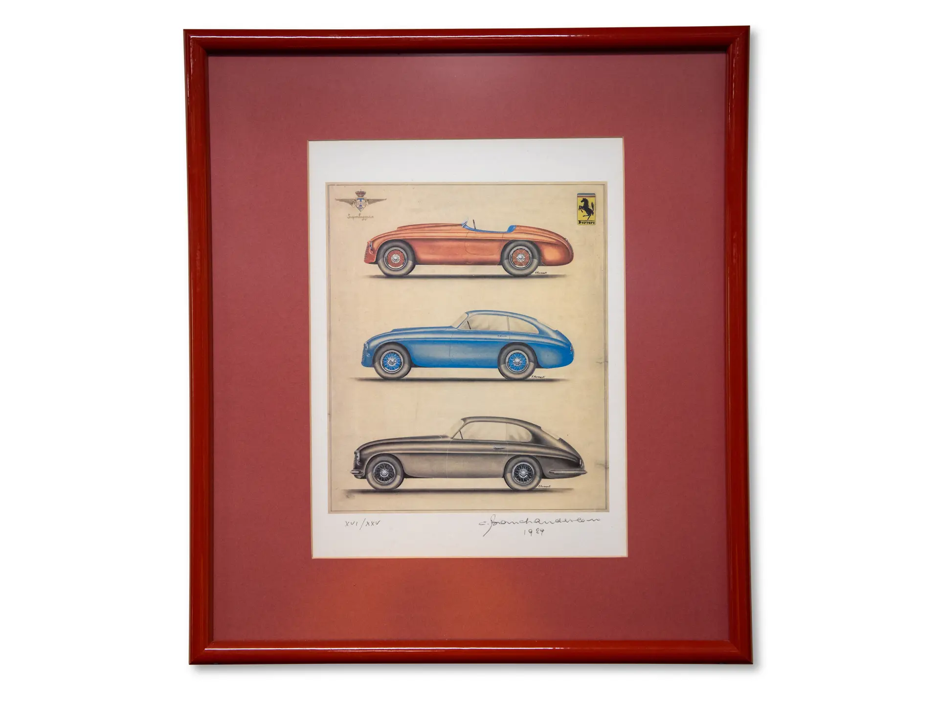 Color Lithograph of Ferrari Race Cars in Profile | Gene Ponder ...