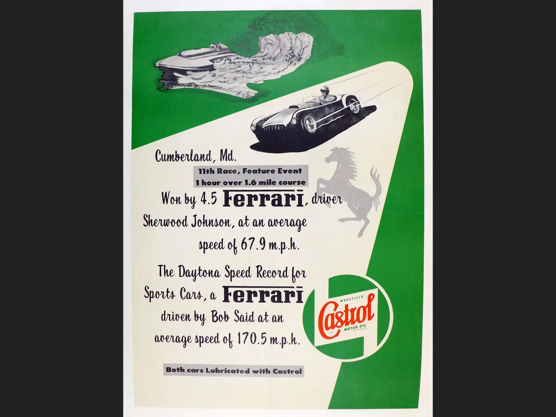 Ferrari Castrol Advertising Poster, 1955 | Open Roads, Fall | RM Sotheby's