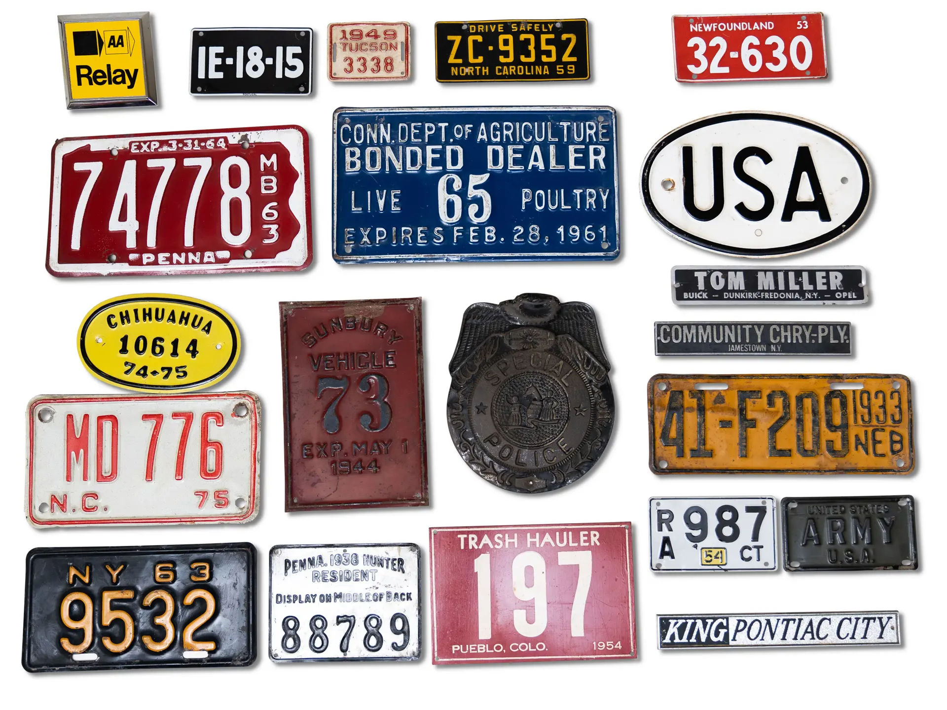 Selection of Small License Plates and Badges | THE MITOSINKA COLLECTION ...