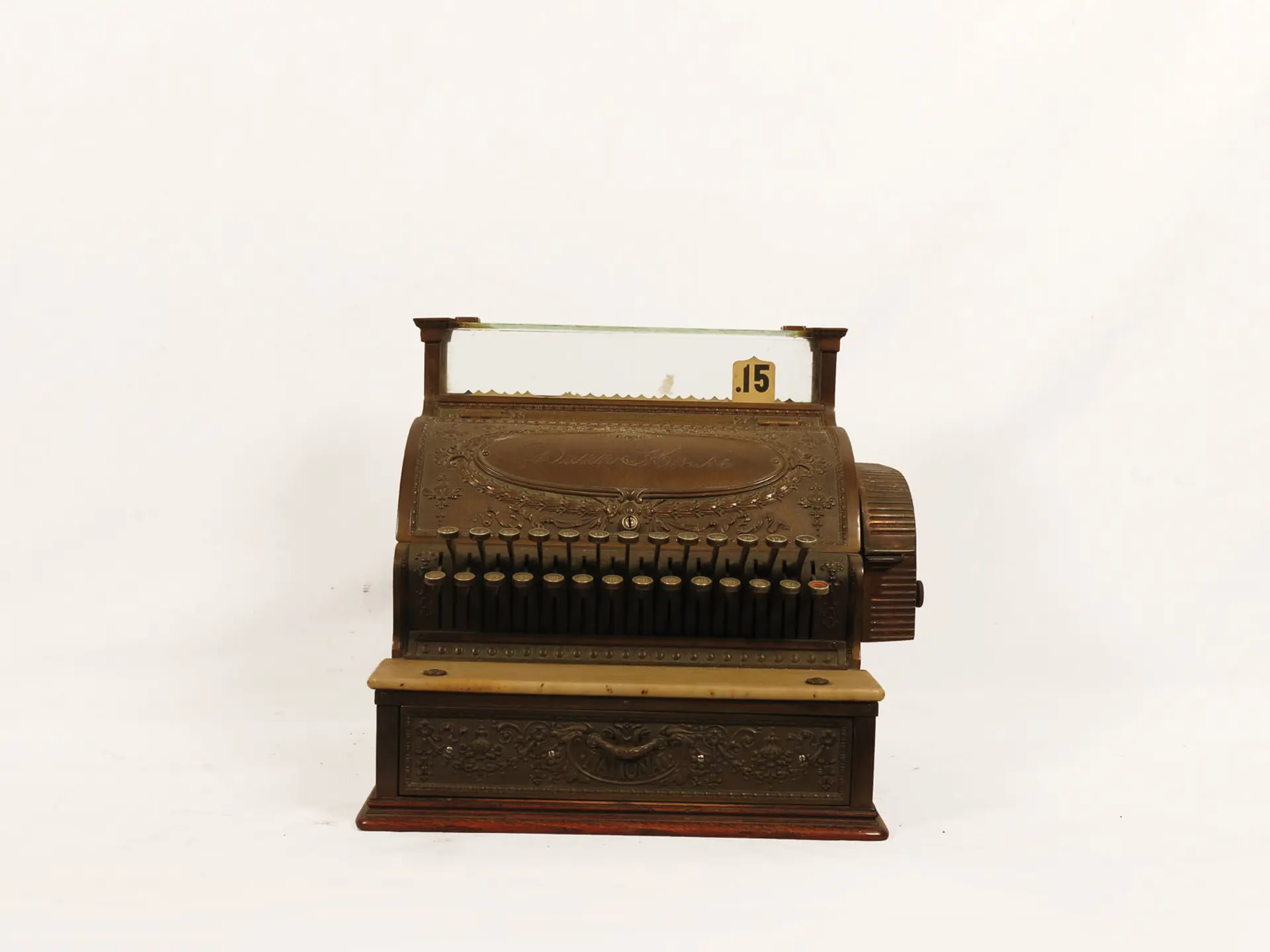 National Model 47 1/4 Brass Cash Register With Merchants Name Plaque On ...