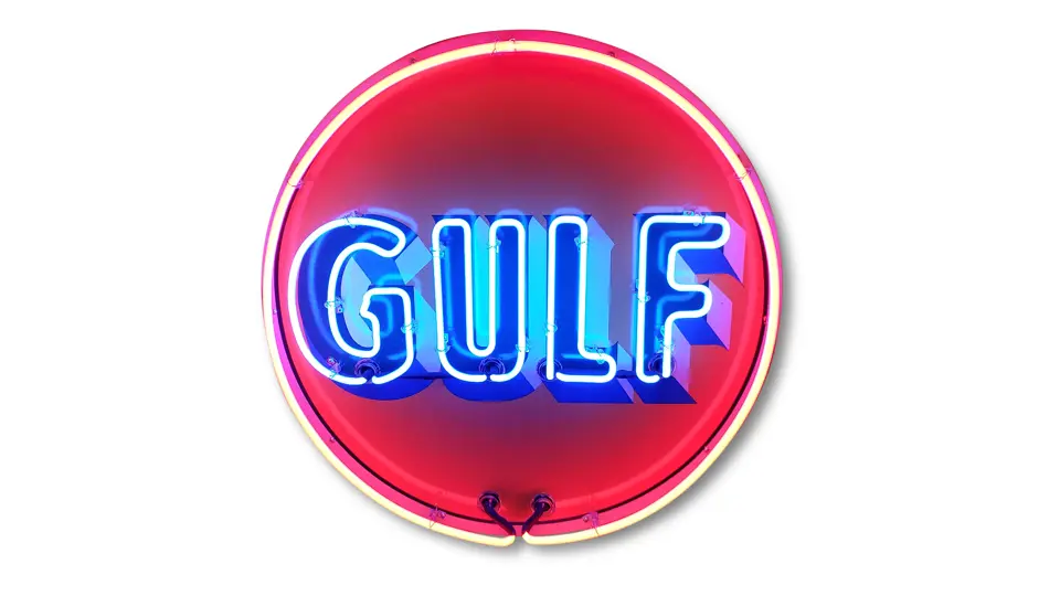 Gulf Neon Porcelain Sign | Driving into Summer | RM Sotheby's