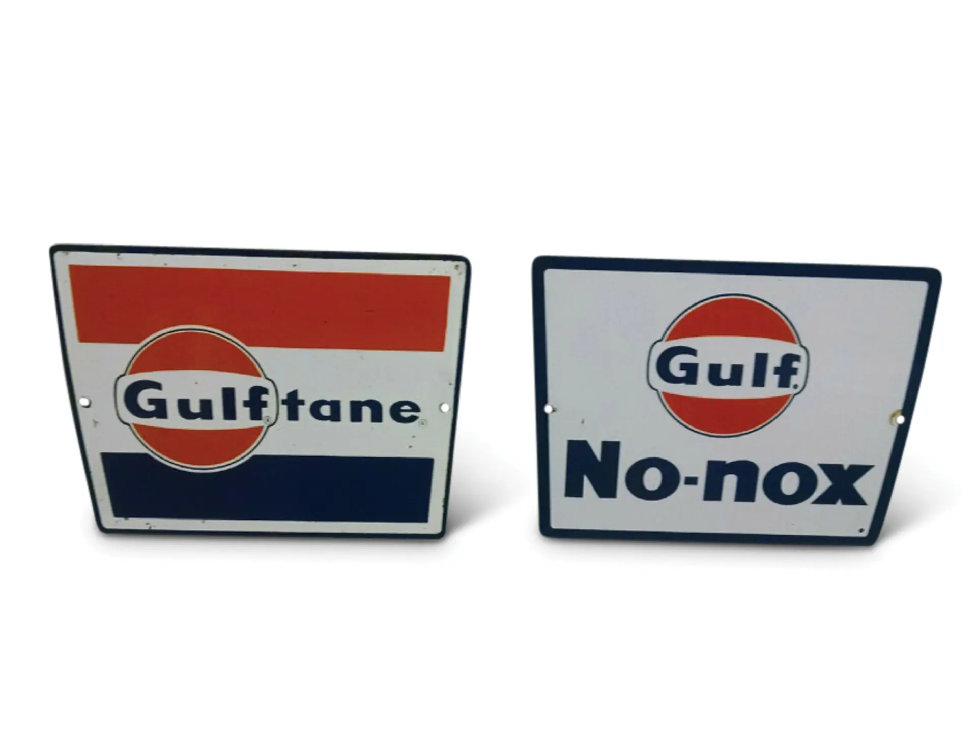 Gulf No-Nox Gulftane Porcelain Pump Signs | Auburn Fall 2019 | RM Sotheby's