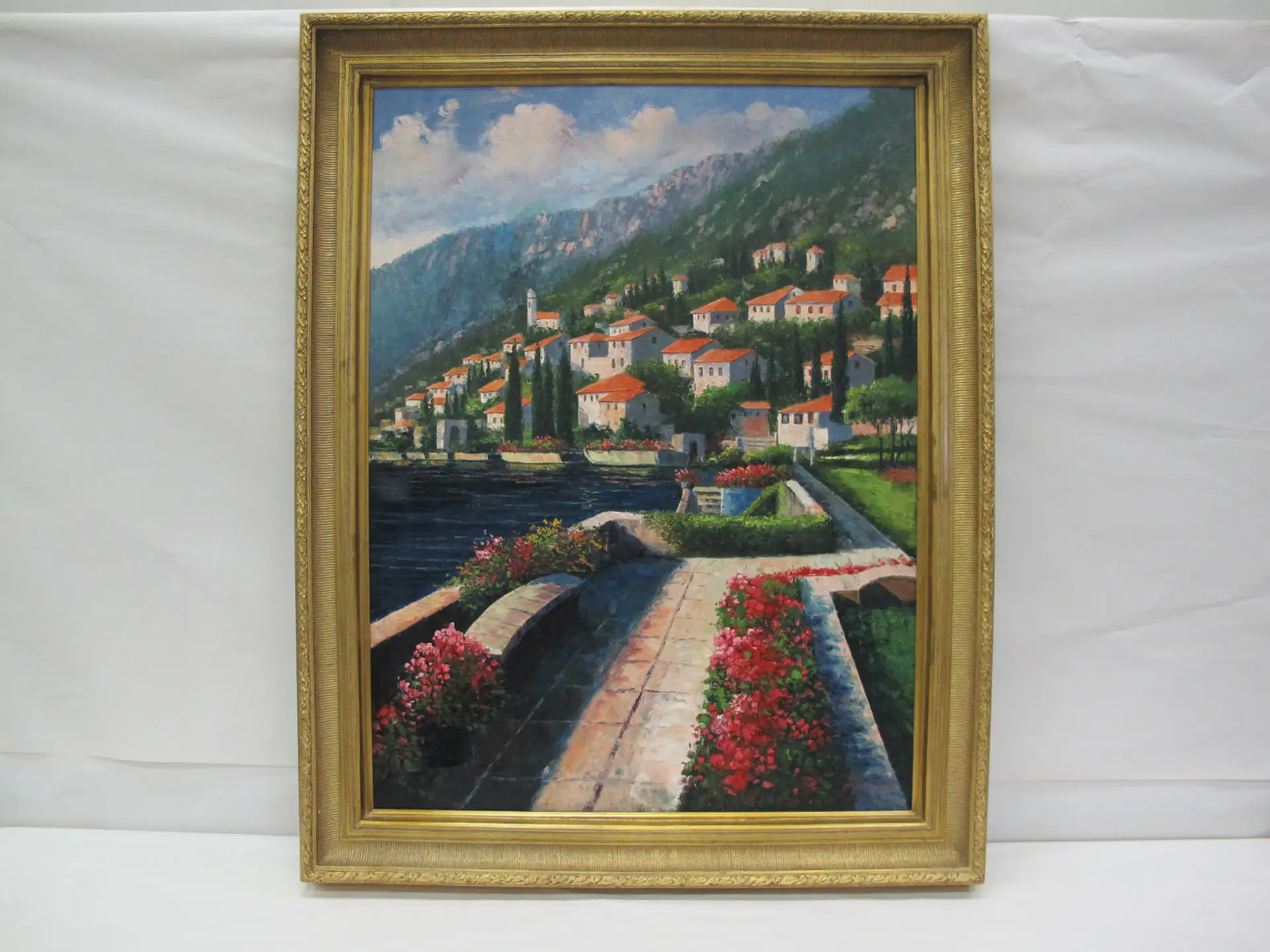 Oil Painting by Gail Morrison-Italian Houses on a Hill at the Ocean 45 ...