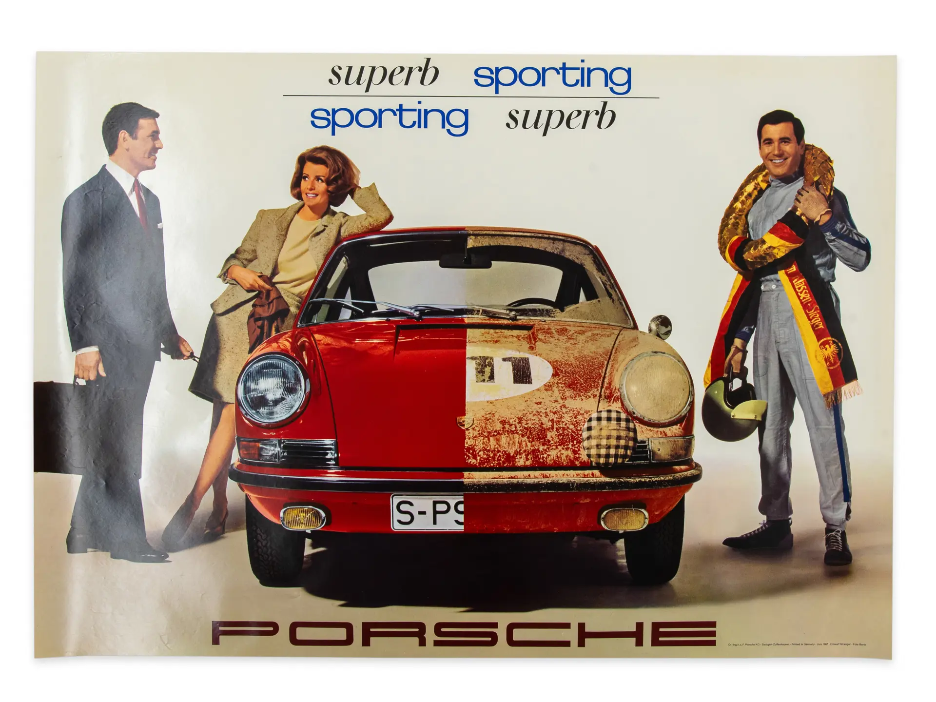 "Superb Sporting, Sporting Superb" Porsche 911 Advertising Poster, 1967 ...