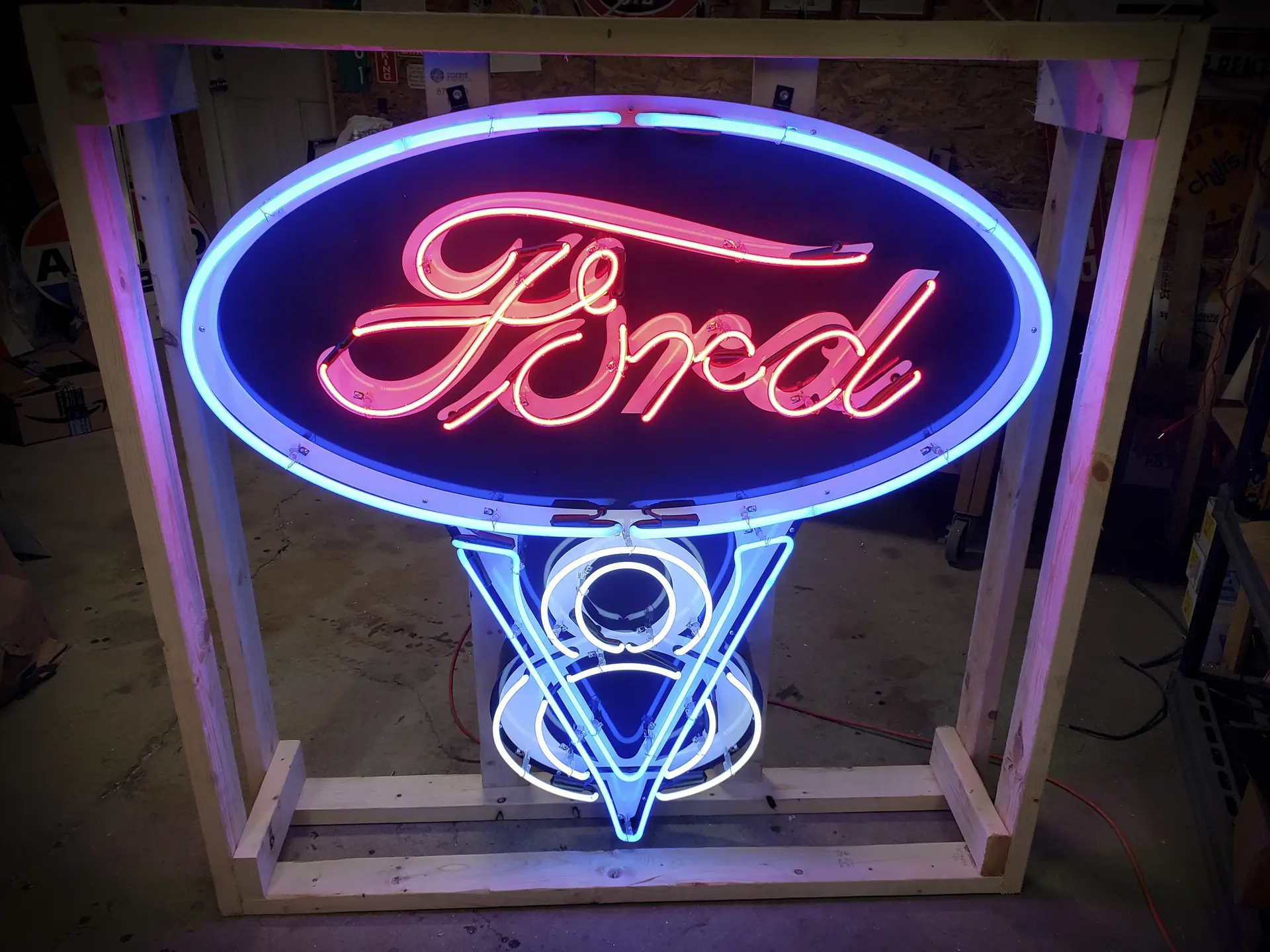 Ford V-8 Custom-Made Neon Tin Sign | Open Roads, May | RM Sotheby's