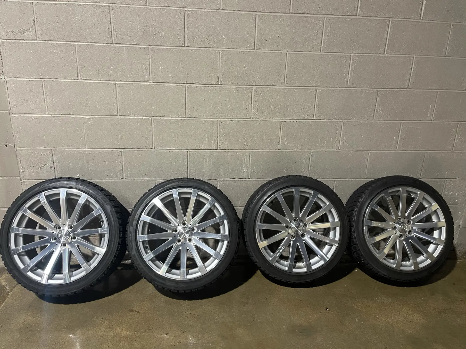 Four 19x9.5 MMR Design HR9 Wheels with Bridgestone Blizzak Winter Tires ...