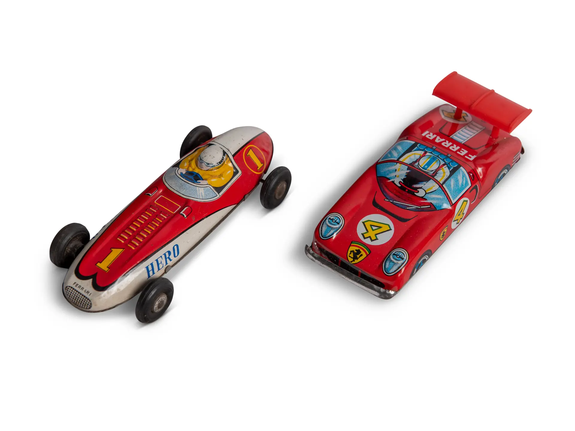 Pair of Ferrari Race Car Friction Tin Toys | Open Roads, Fall | RM ...