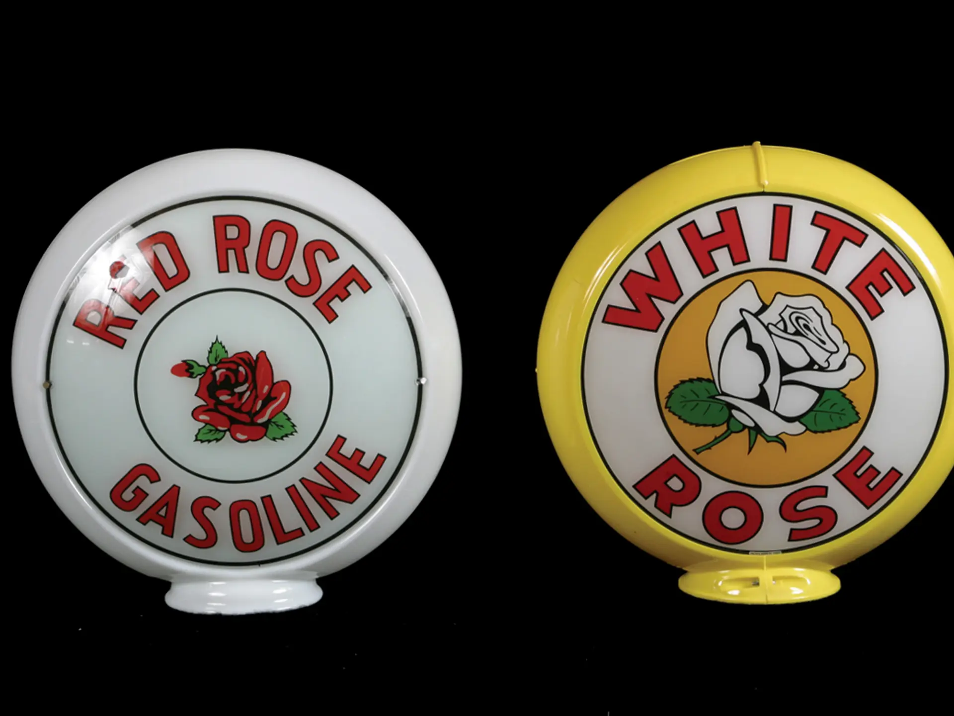 WHITE AND RED ROSE GAS PUMP GLOBES | Private Collection of Tom ...
