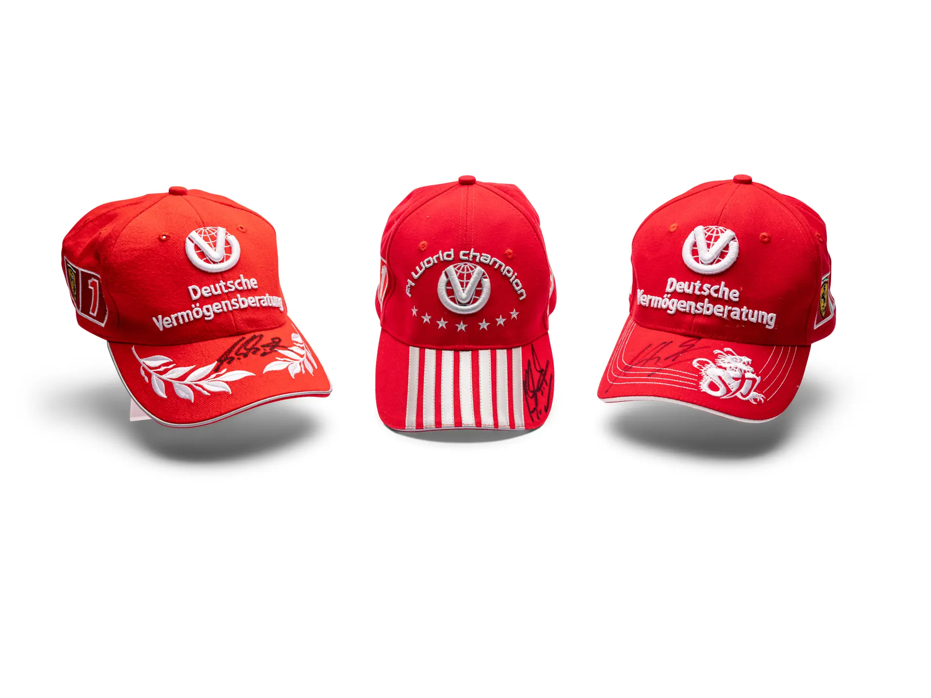Three Michael Schumacher Formula 1 Signed Caps | The Schumacher and F1 ...