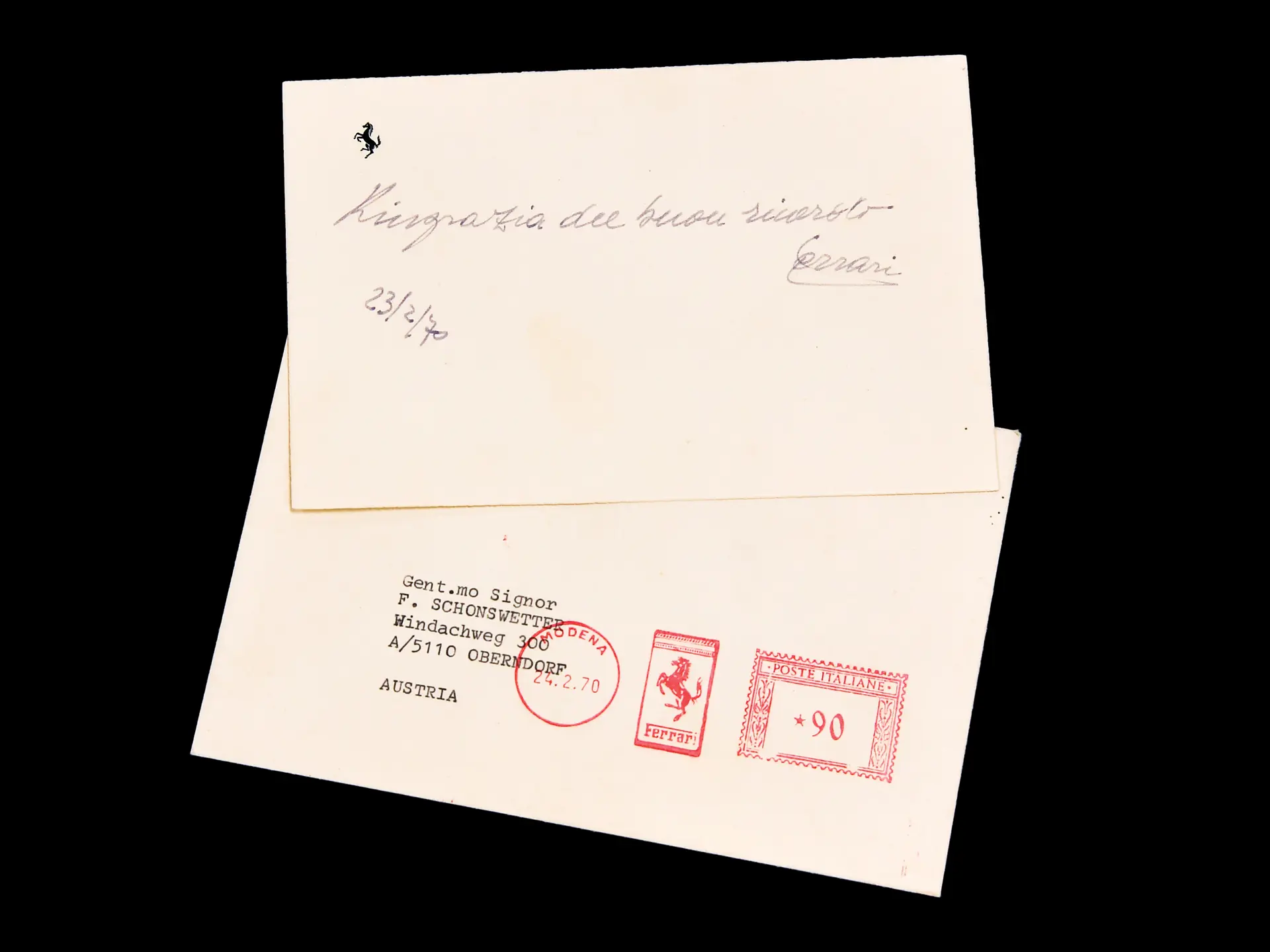Enzo Ferrari Letter, 1970 | Essen 2019 | RM Sotheby's