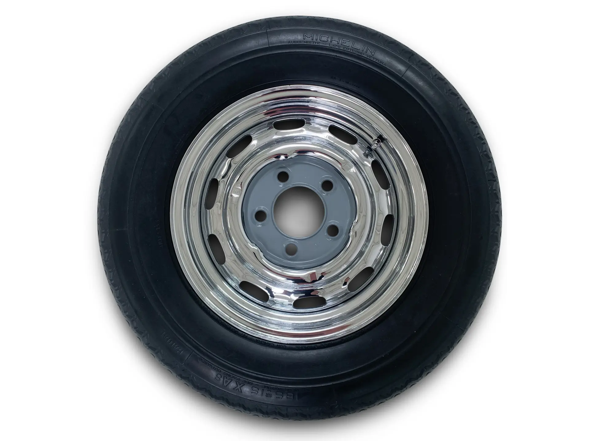 One 15-Inch Chrome Stoddard Classic Lemmerz Wheel with Michelin XAS ...