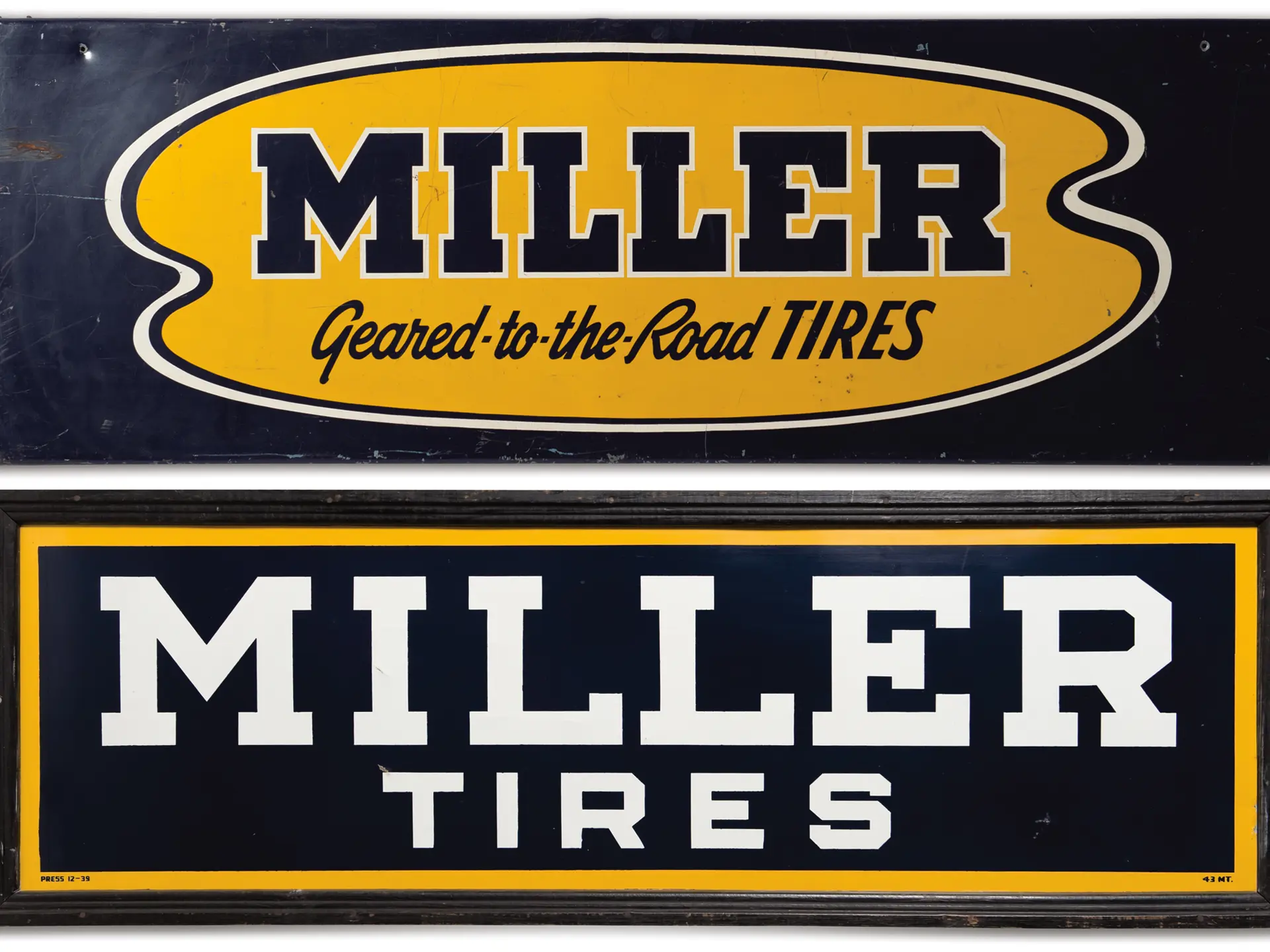 Two Miller Tires Signs | The Dingman Collection 2012 | RM Sotheby's