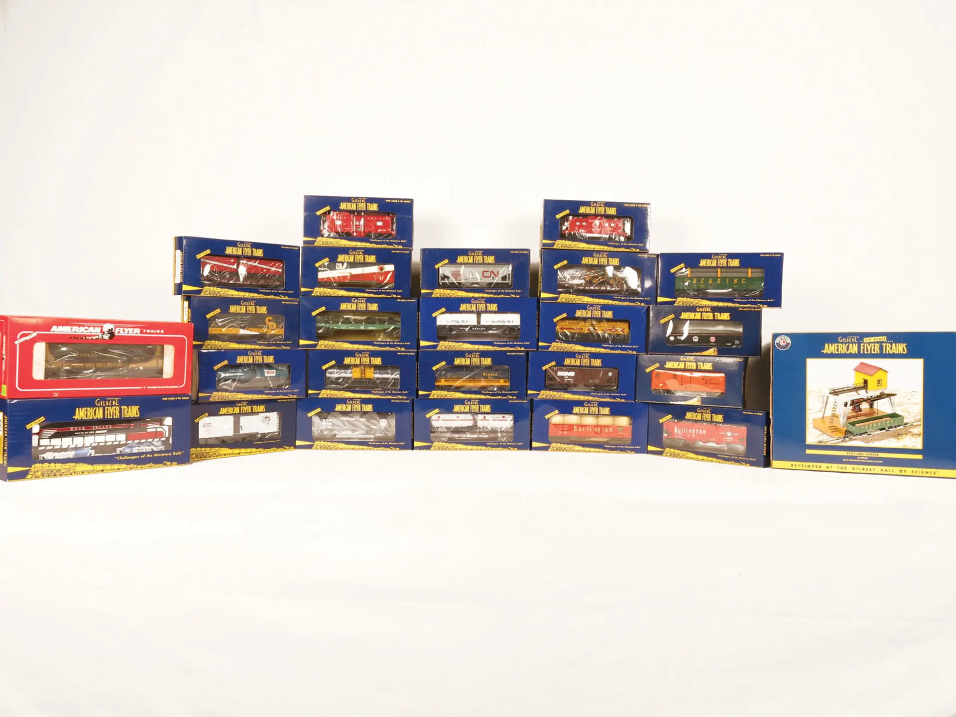 Two Train Sets of Gilbert American Flyer 3/16 Scale and Log Loader ...