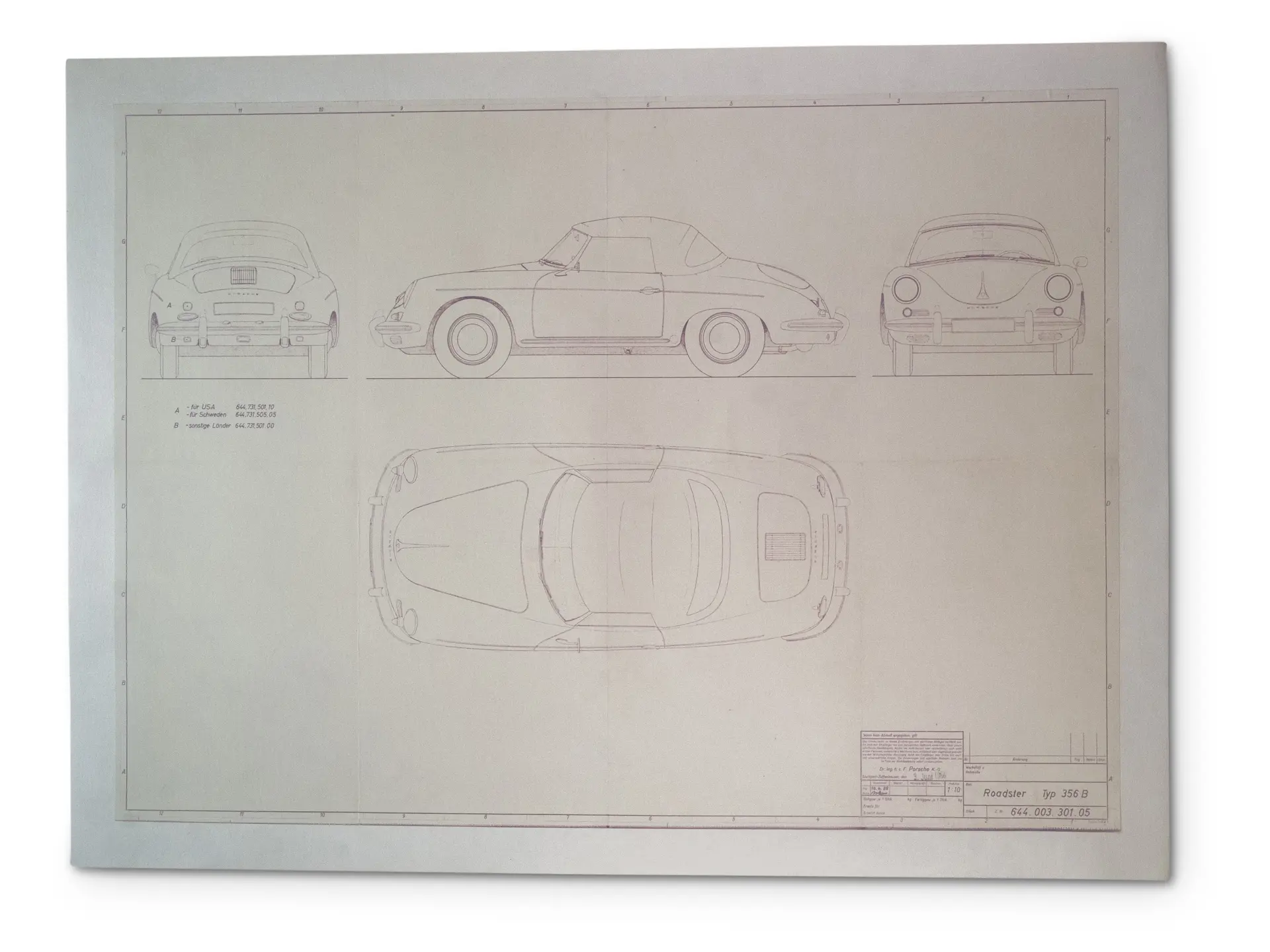 Porsche Type 356 B Roadster Body Blueprints, 1960 | A Lifetime of ...