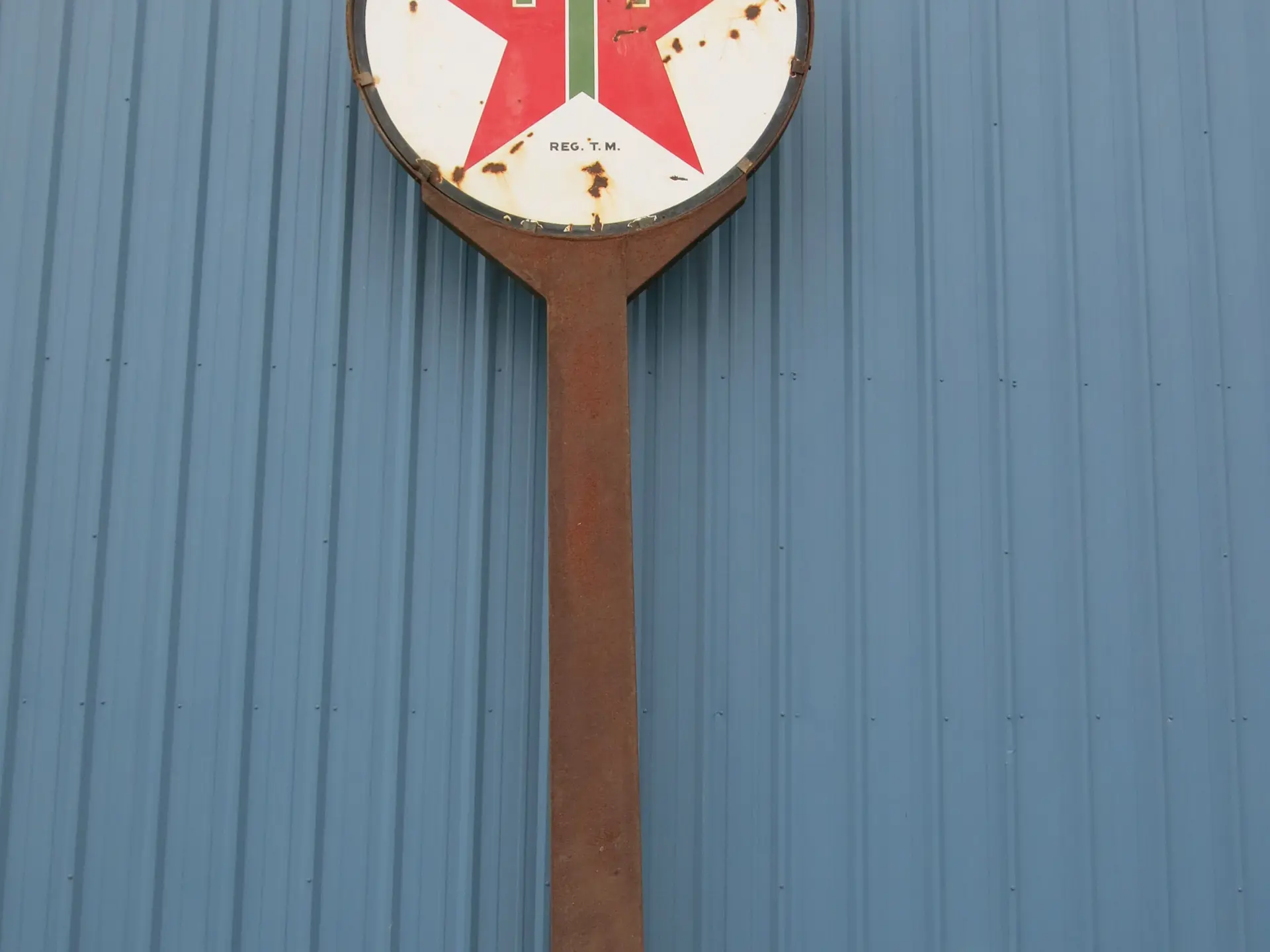 Texaco Double Sided Porcelain Original Banjo Sign and Pole (Stands 18 1 ...