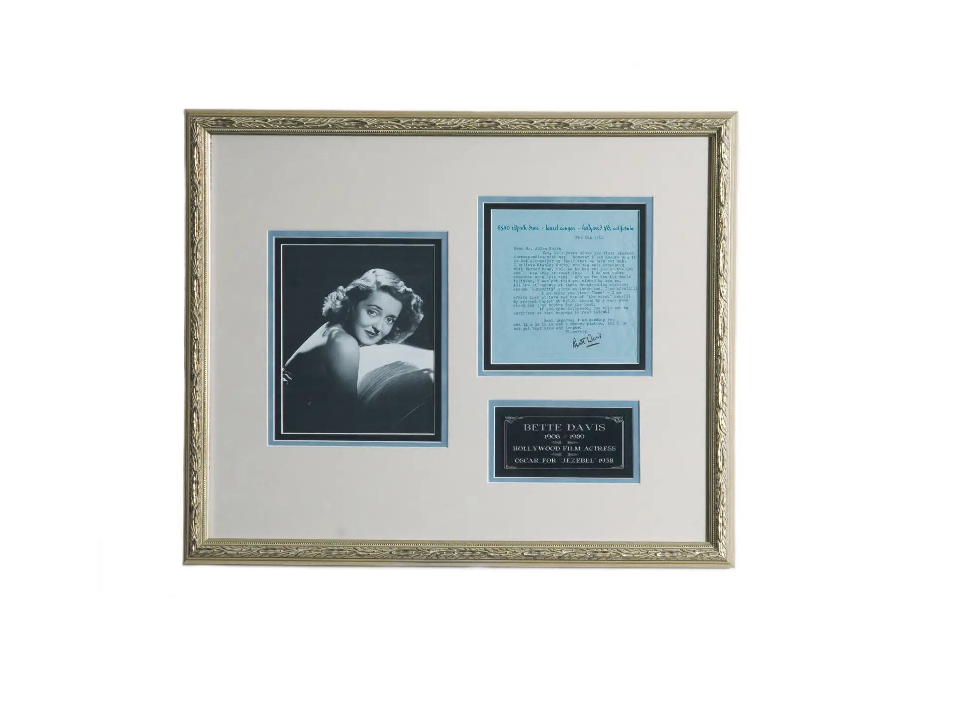 Bette Davis Signed Letter Display | The Astor Collection | RM Sotheby's