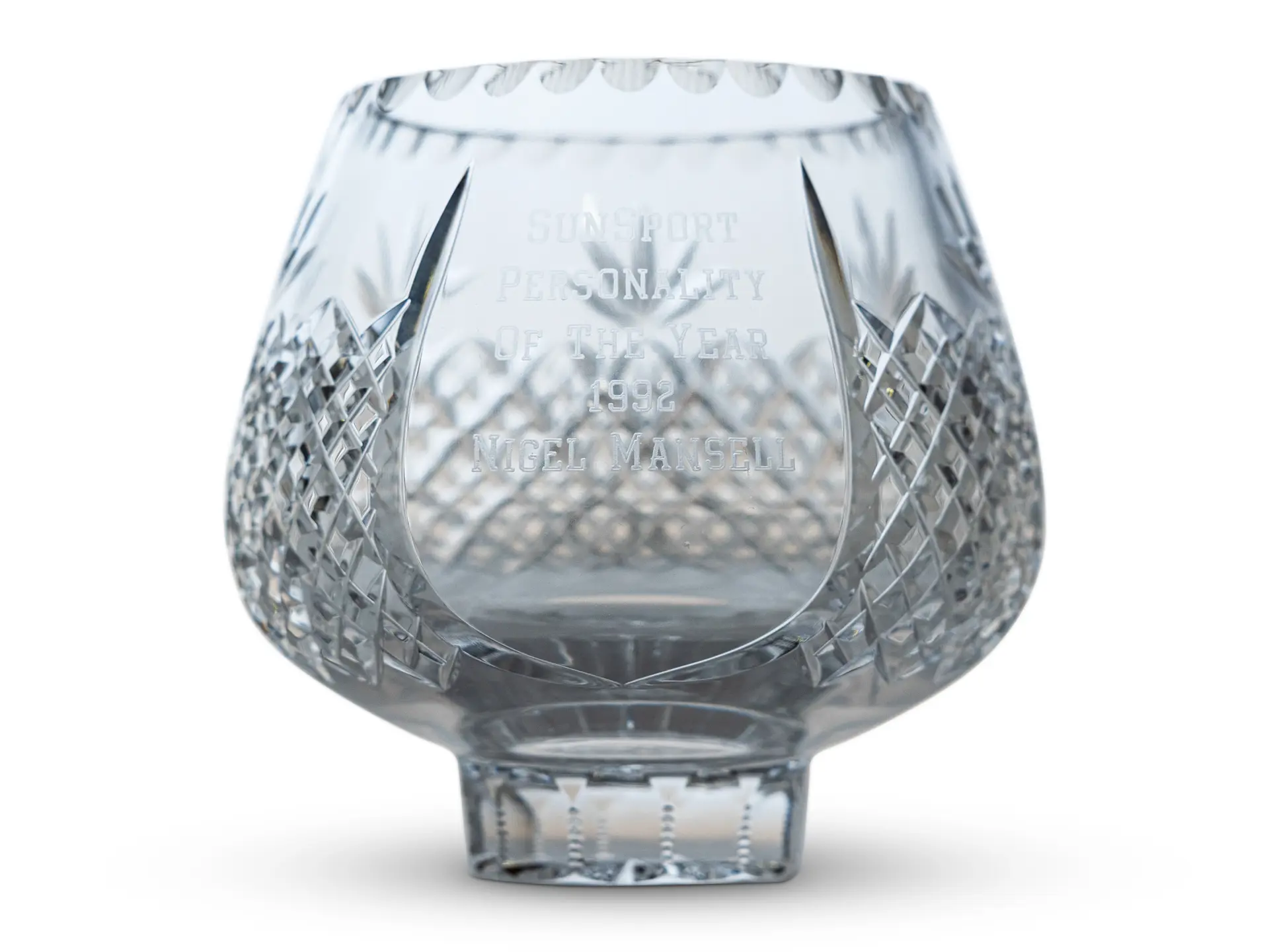1992 SunSport Personality Of The Year Crystal Glass | Nigel Mansell’s ...