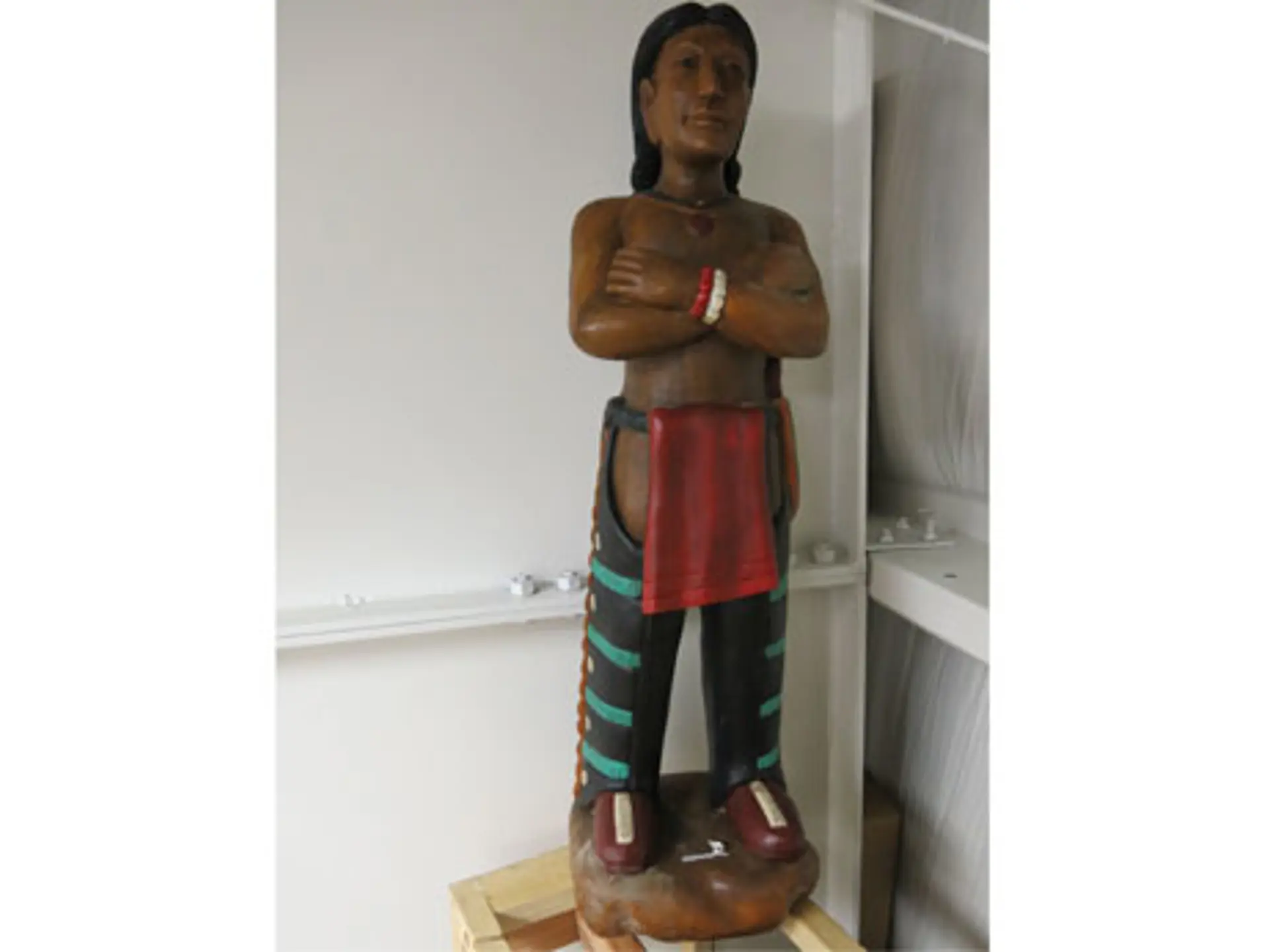 Hand Carved and Painted Mahogany Wooden Indian (Approx 4 ft. tall ...